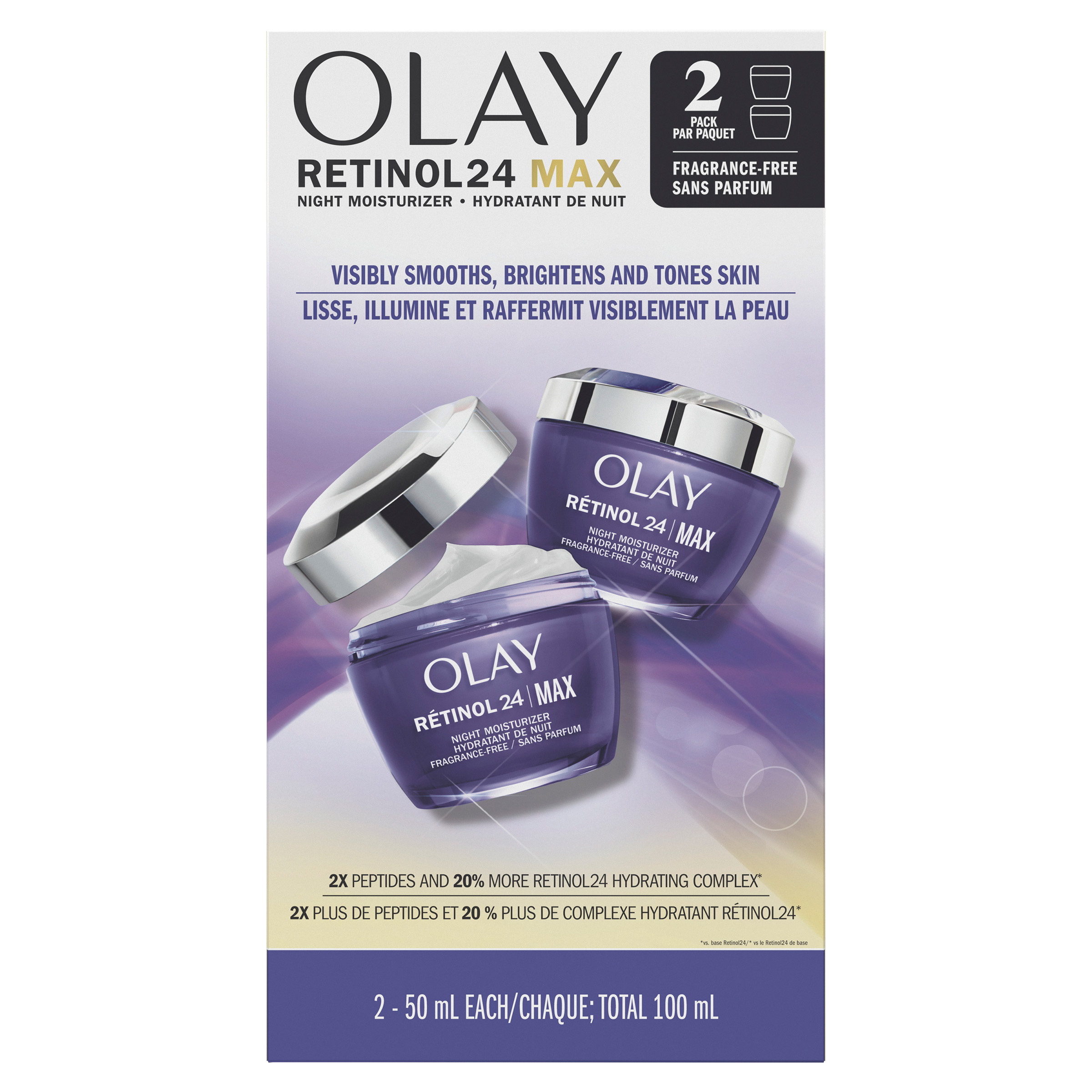 Olay Regenerist Retinol24 MAX Night Moisturizer, 2x50mL | Costco