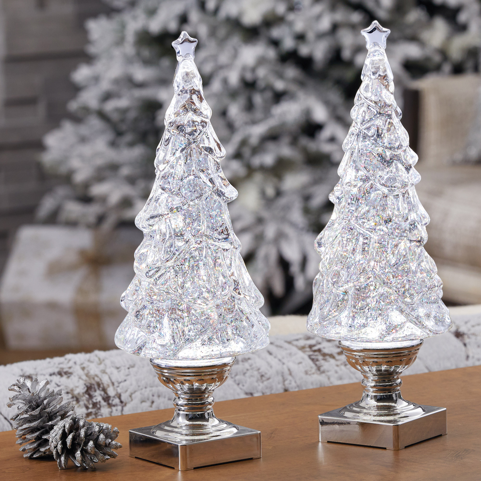 Lighted Glitter Trees - Set of 2 | Costco