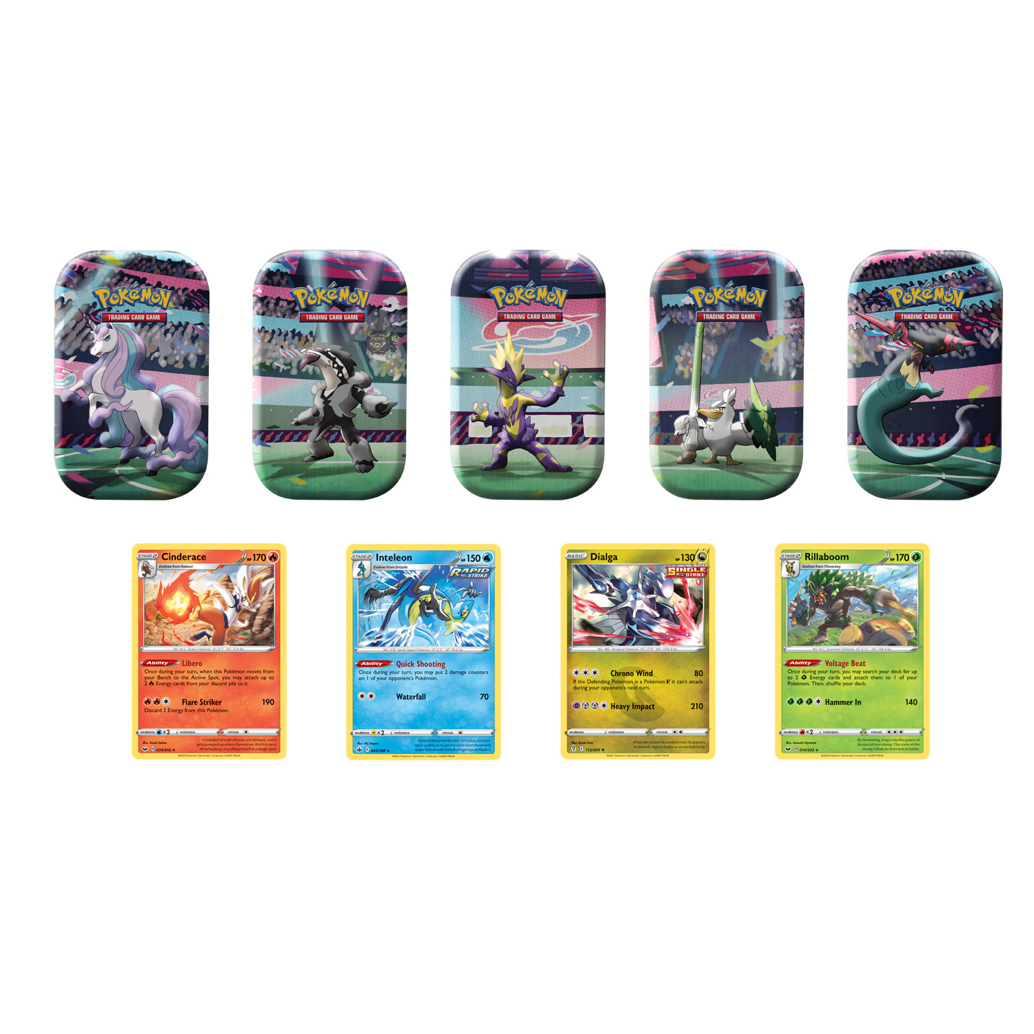 Pokemon Galar Power 5-pack Mini Tins + 4 Promo Cards – English Edition ...