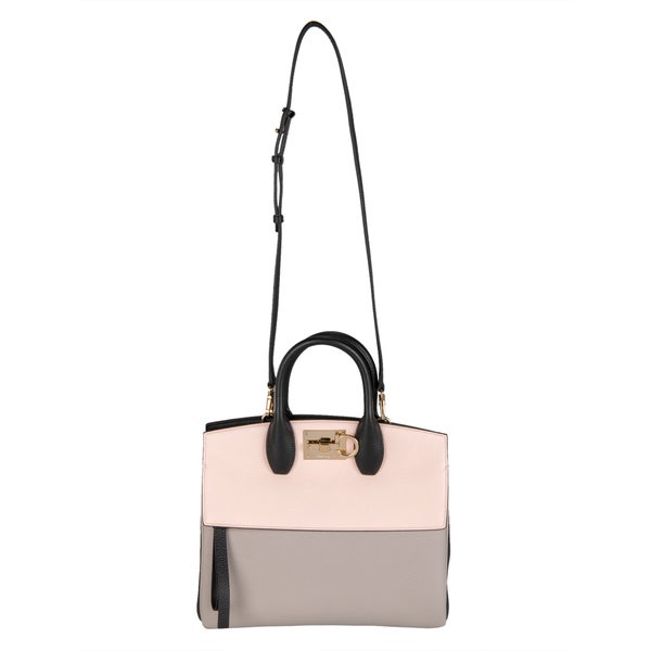 Ferragamo Studio Bag, Gray/Pink/Black | Costco Ferragamo Studio Bag, Gray/Pink/Black | Costco
