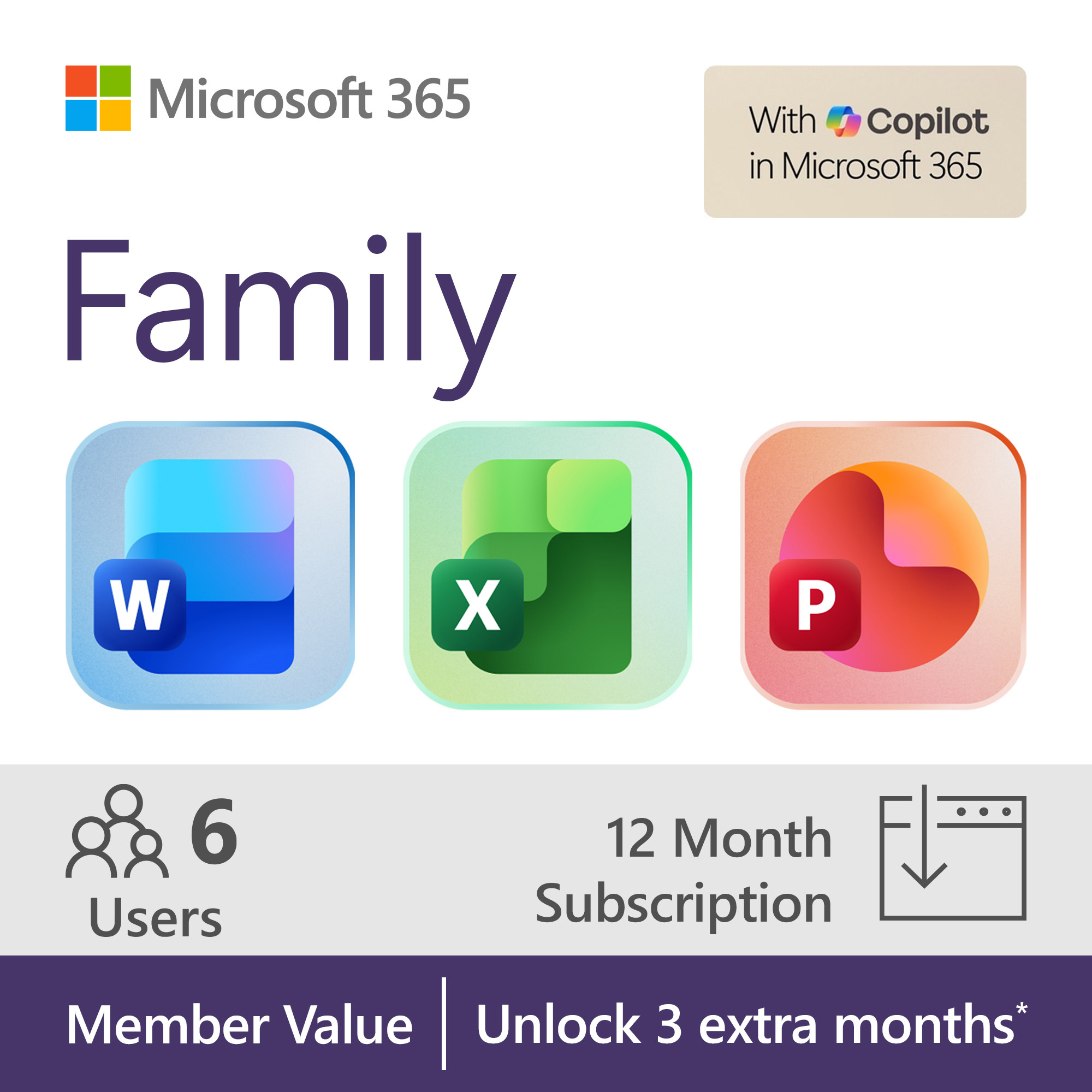 Microsoft 365 Family with Copilot 12-Month Subscription – Up to 6 ...