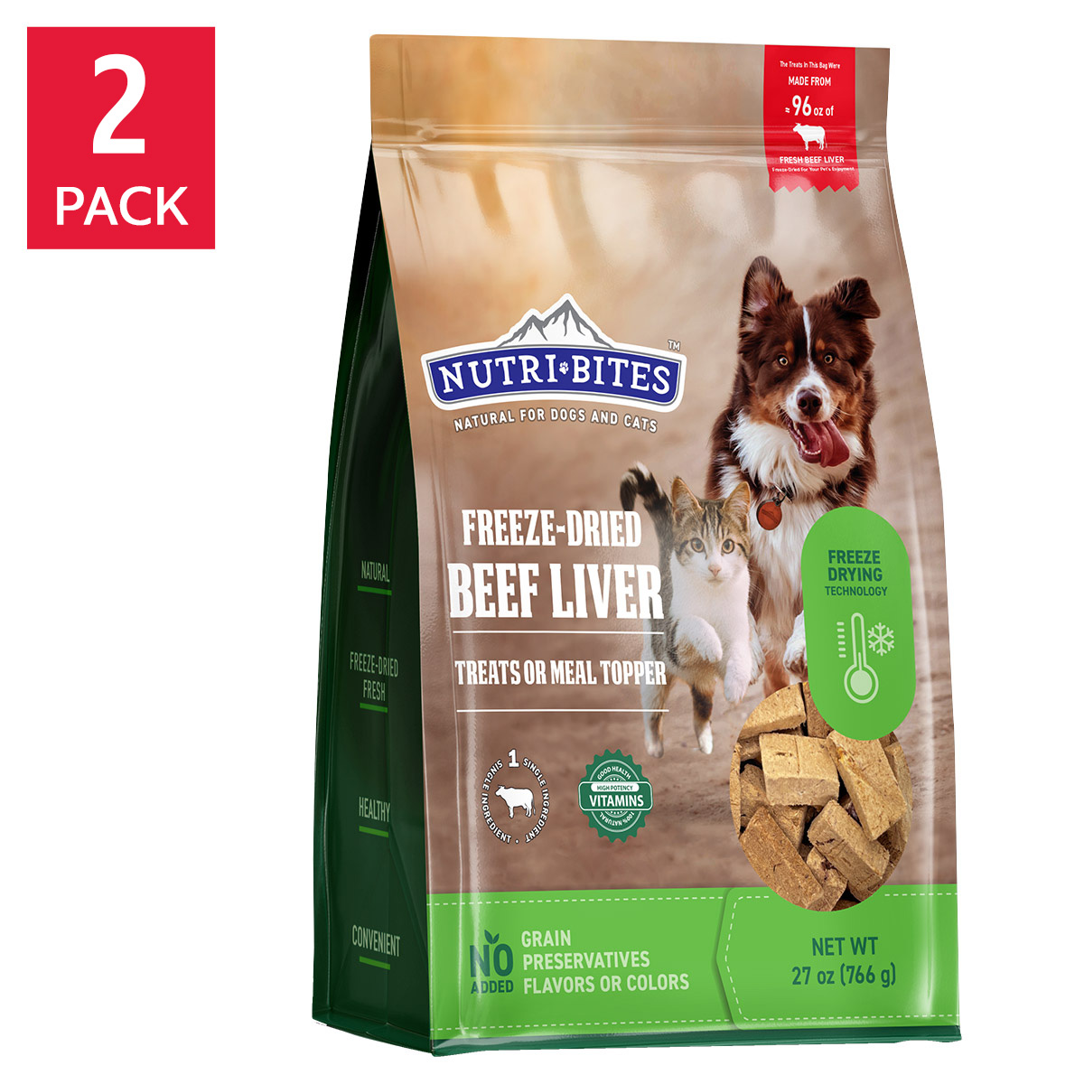 Canature NutriBites Freeze Dried Beef Liver, Dog and Cat Treat 27oz, 2 ...