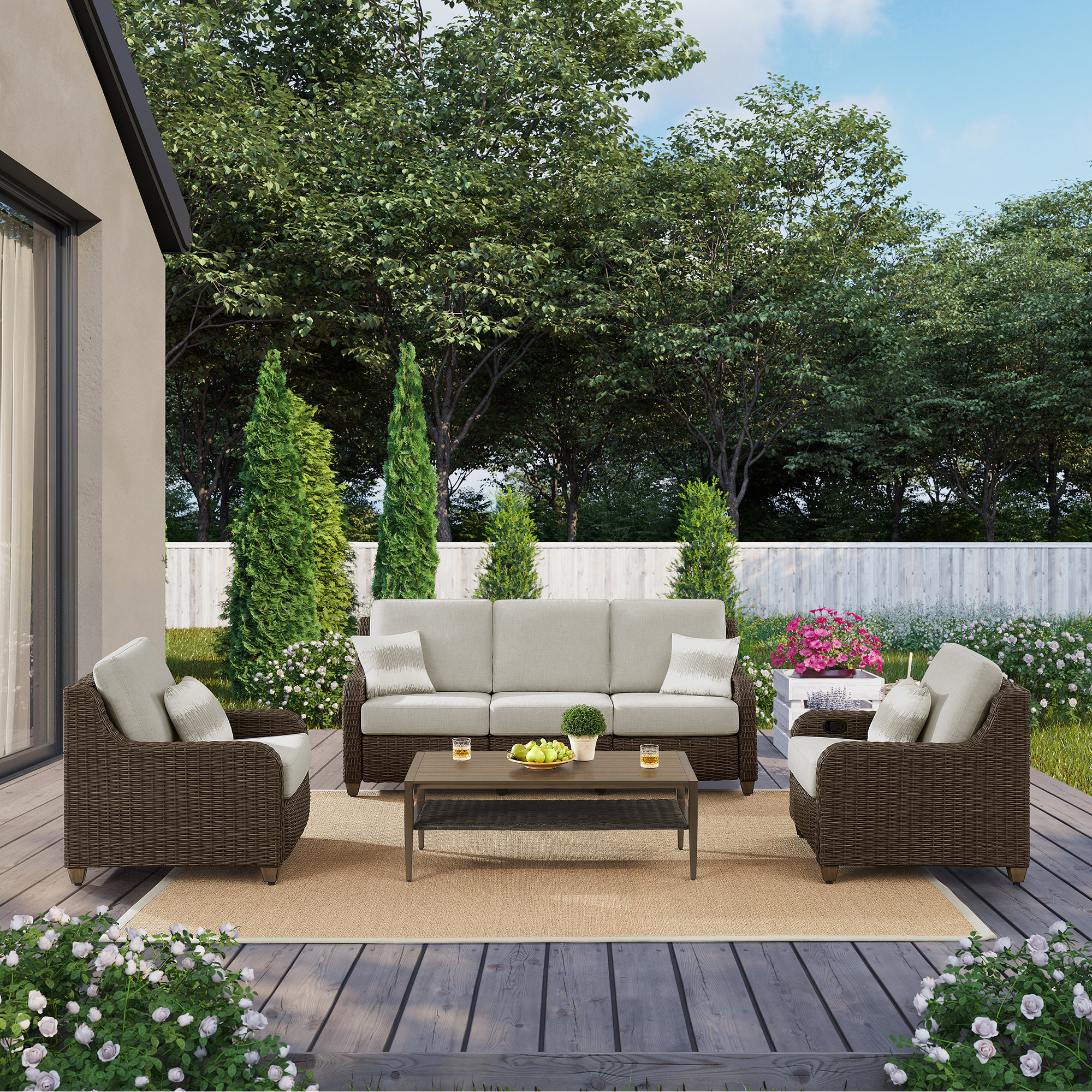 Thomasville Barston 4-piece Outdoor Patio Seating with Kick-out Foot ...