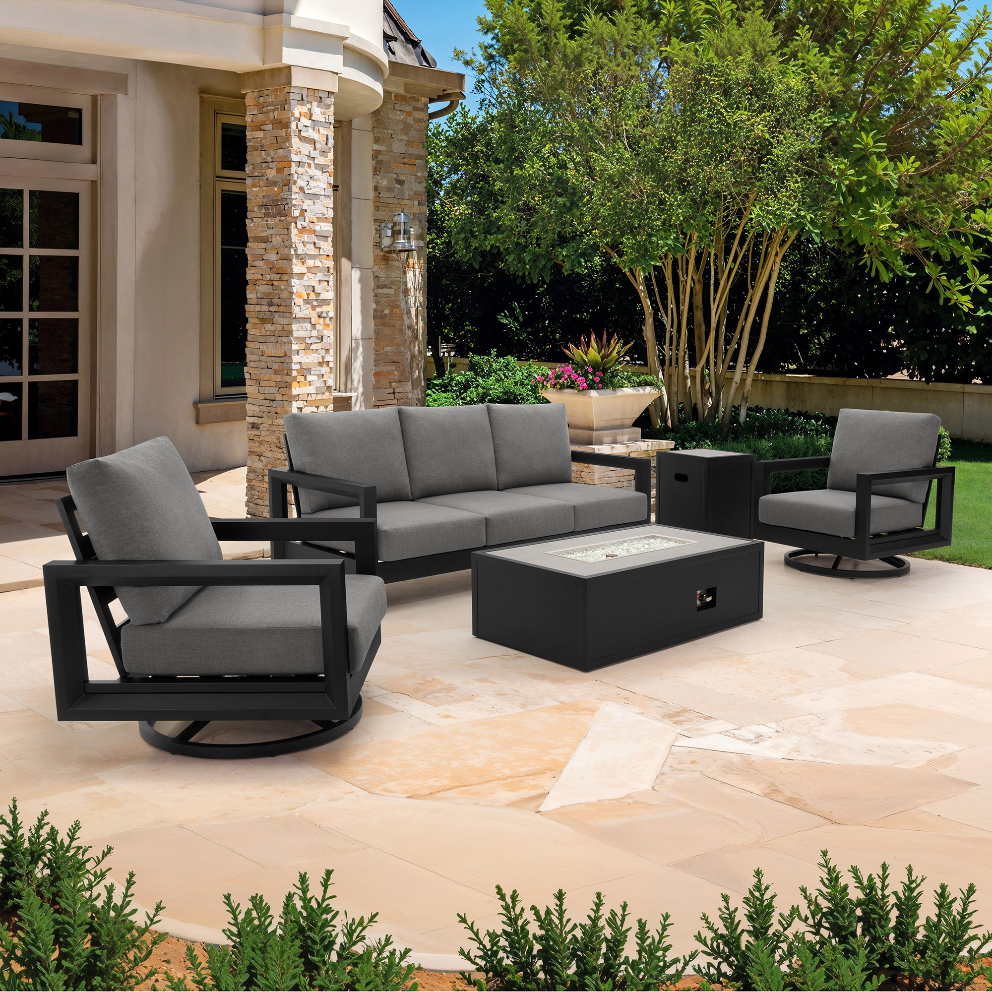 Henredon Trego 5 Piece Fire Outdoor Patio Seating Set Costco