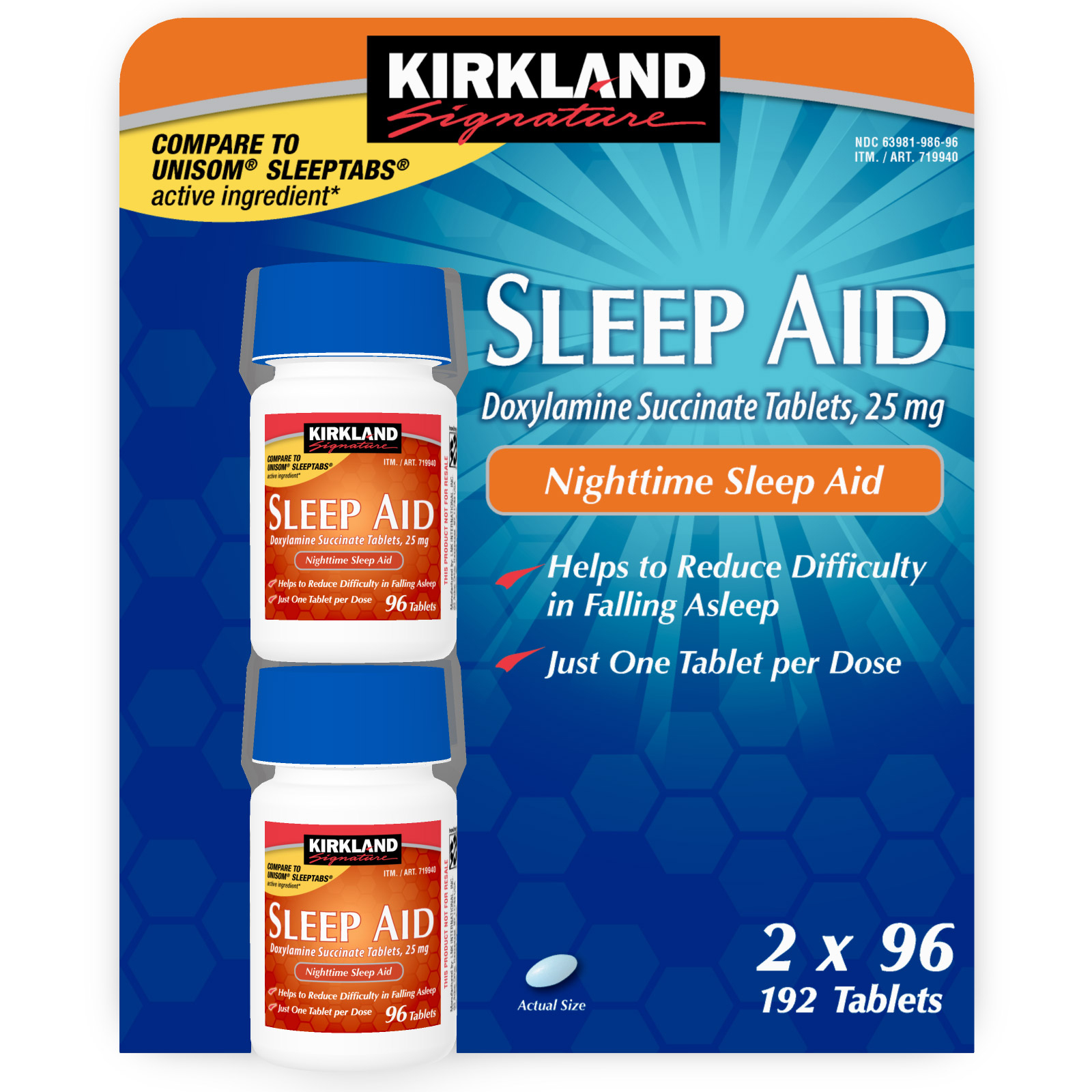 Kirkland Signature Nighttime Sleep Aid, 25 mg, 192 ct | Costco