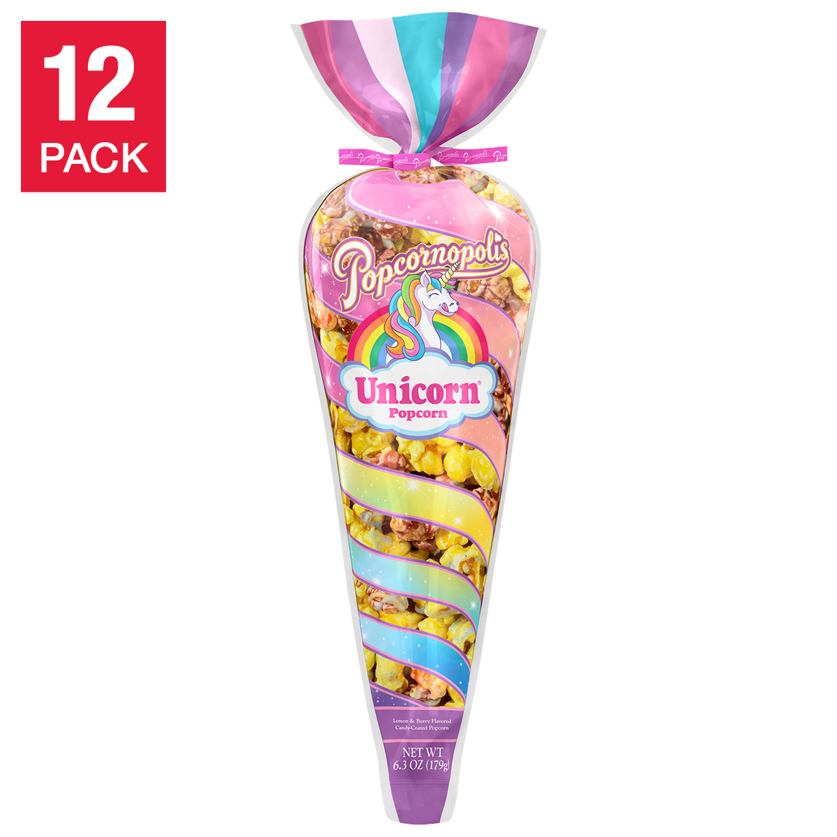 Popcornopolis Unicorn Popcorn Cones, 6.3 oz, 12-count | Costco