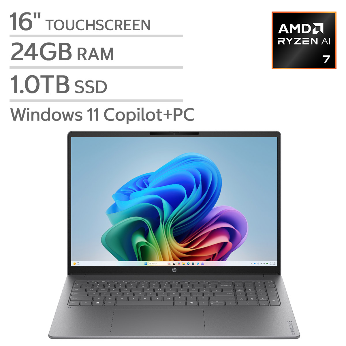HP OmniBook 5 16" Touchscreen Laptop - AMD Ryzen AI 7 445 - Copilot+ PC ...