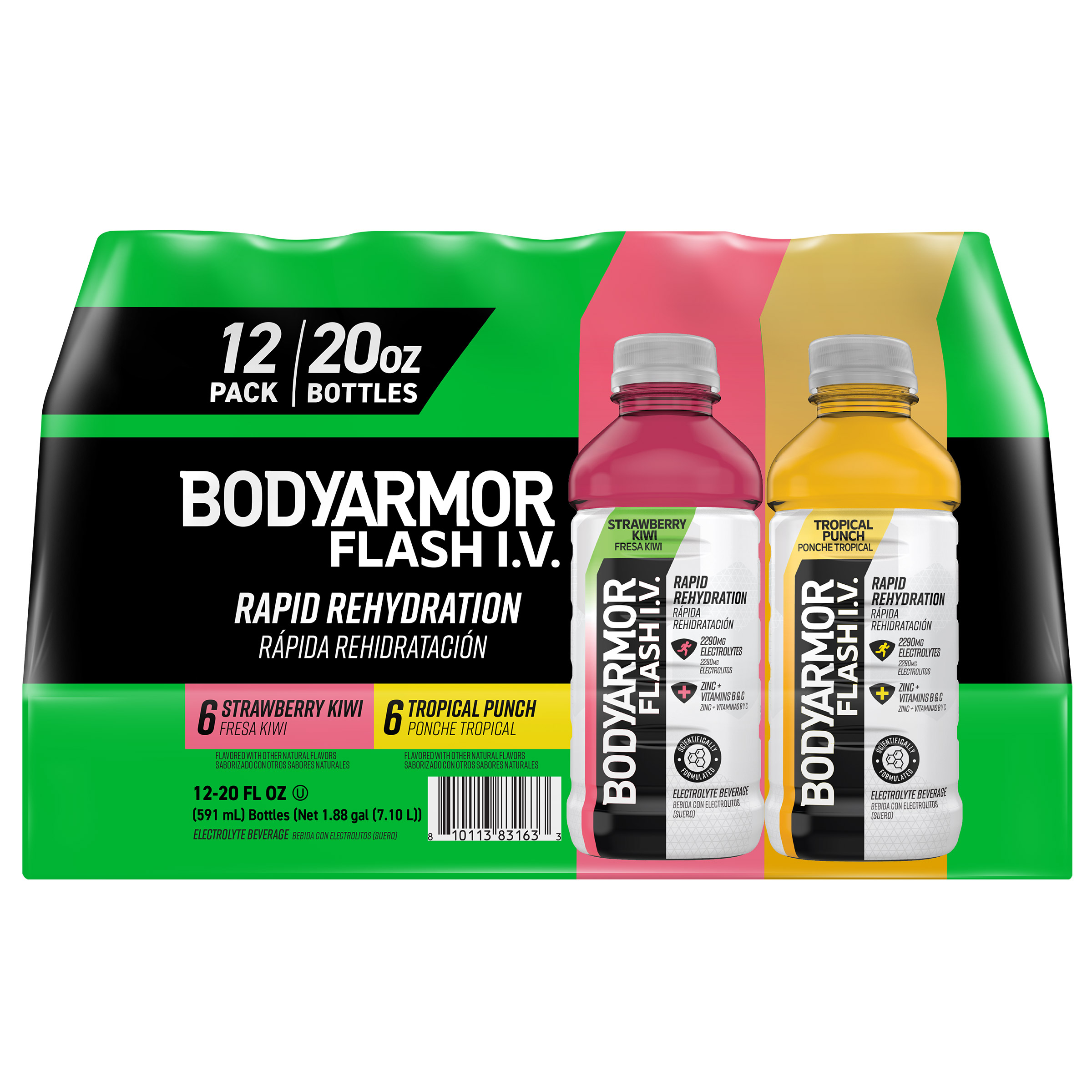 BODYARMOR Flash I.V. Electrolyte Beverage, Variety Pack, 20 fl oz, 12 ...