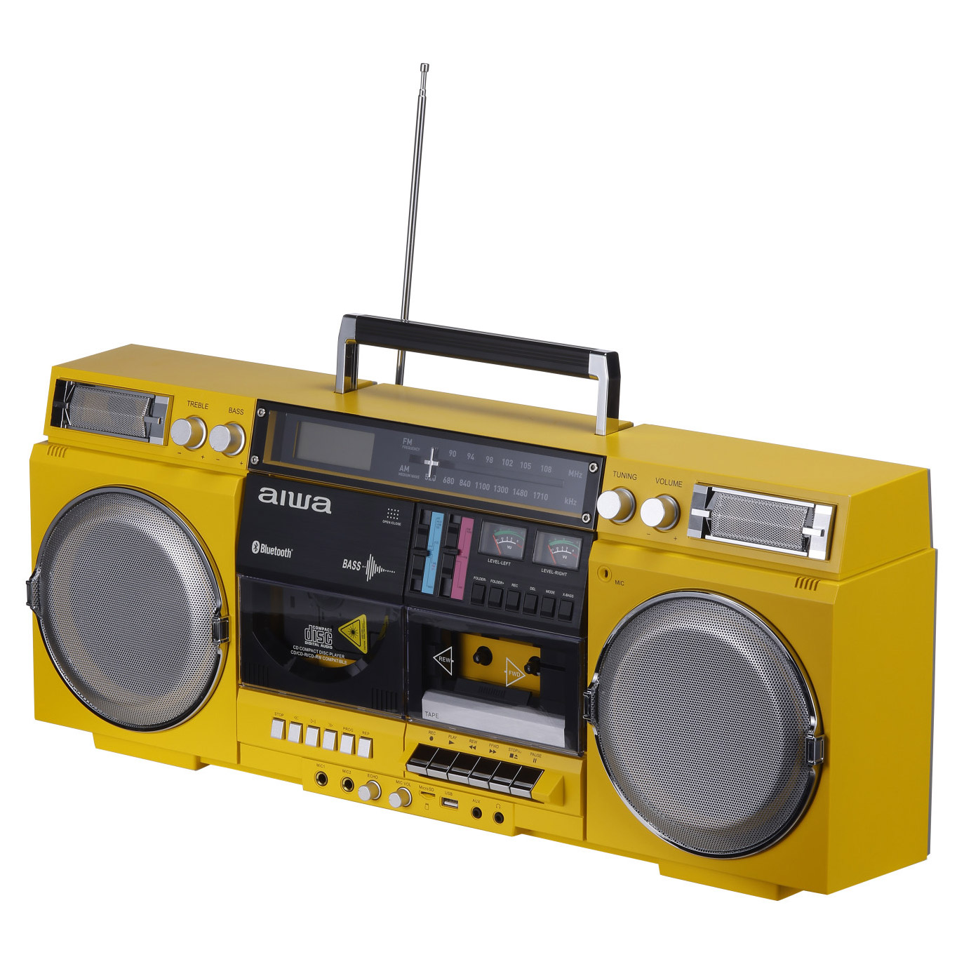 Aiwa Backtrack Retro Boombox with Bluetooth, Yellow | Costco