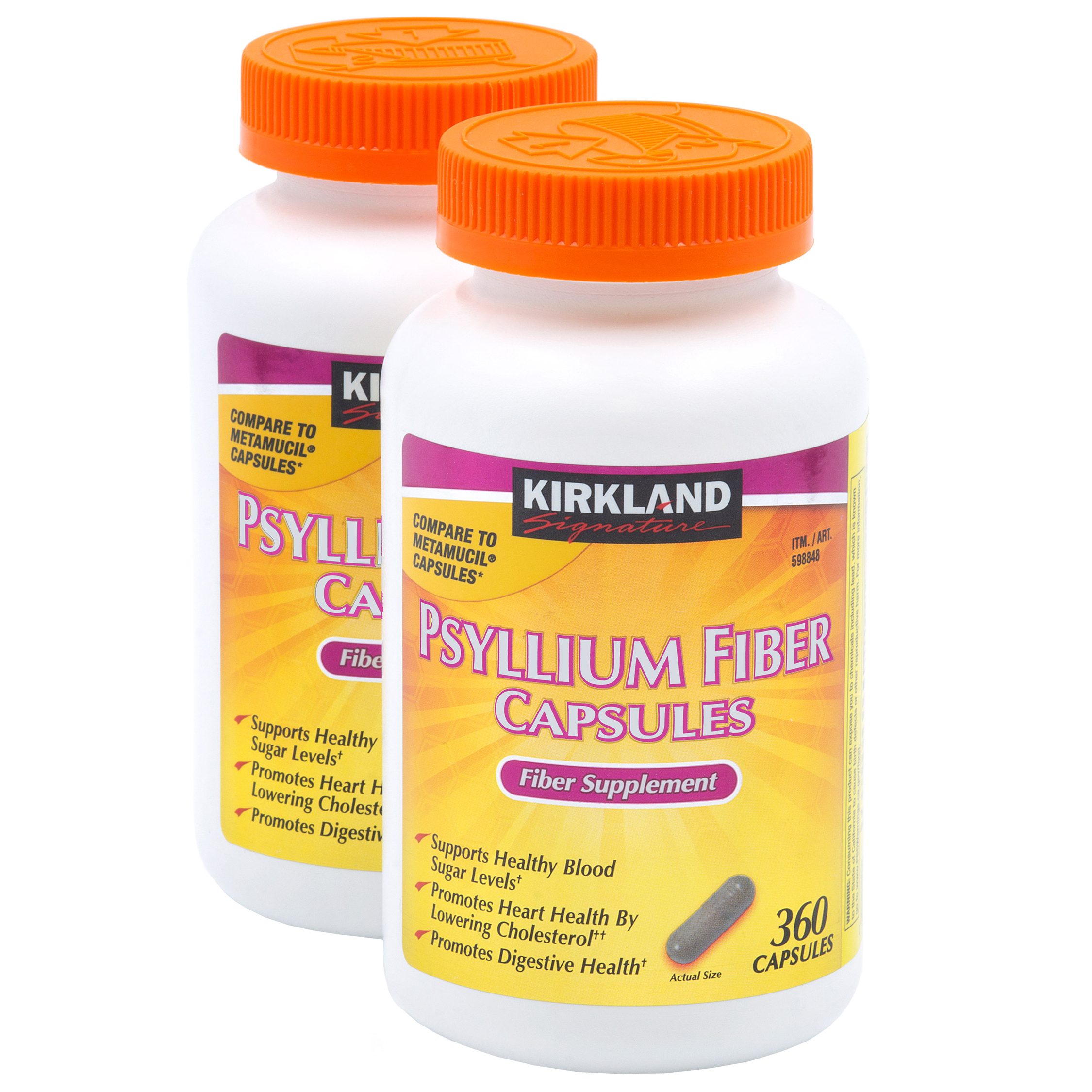 Kirkland Signature Psyllium Fiber Supplement, 360 Capsules, 2 ct | Costco