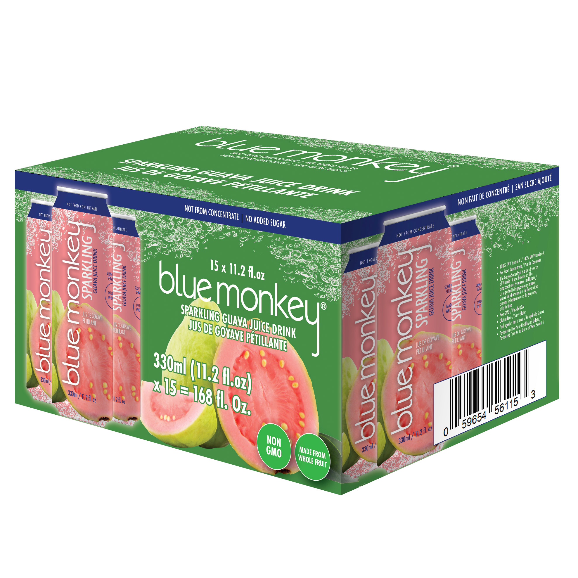 Blue Monkey Sparkling Guava Juice Drink, 11.2 oz, 15-count | Costco