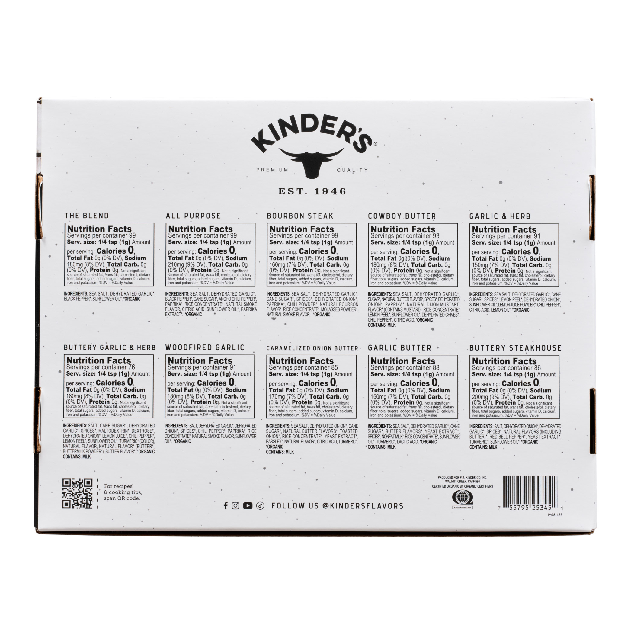 Kinders Organic The Flavor Rack Seasoning Set, 12-count, 38.8 oz | Costco
