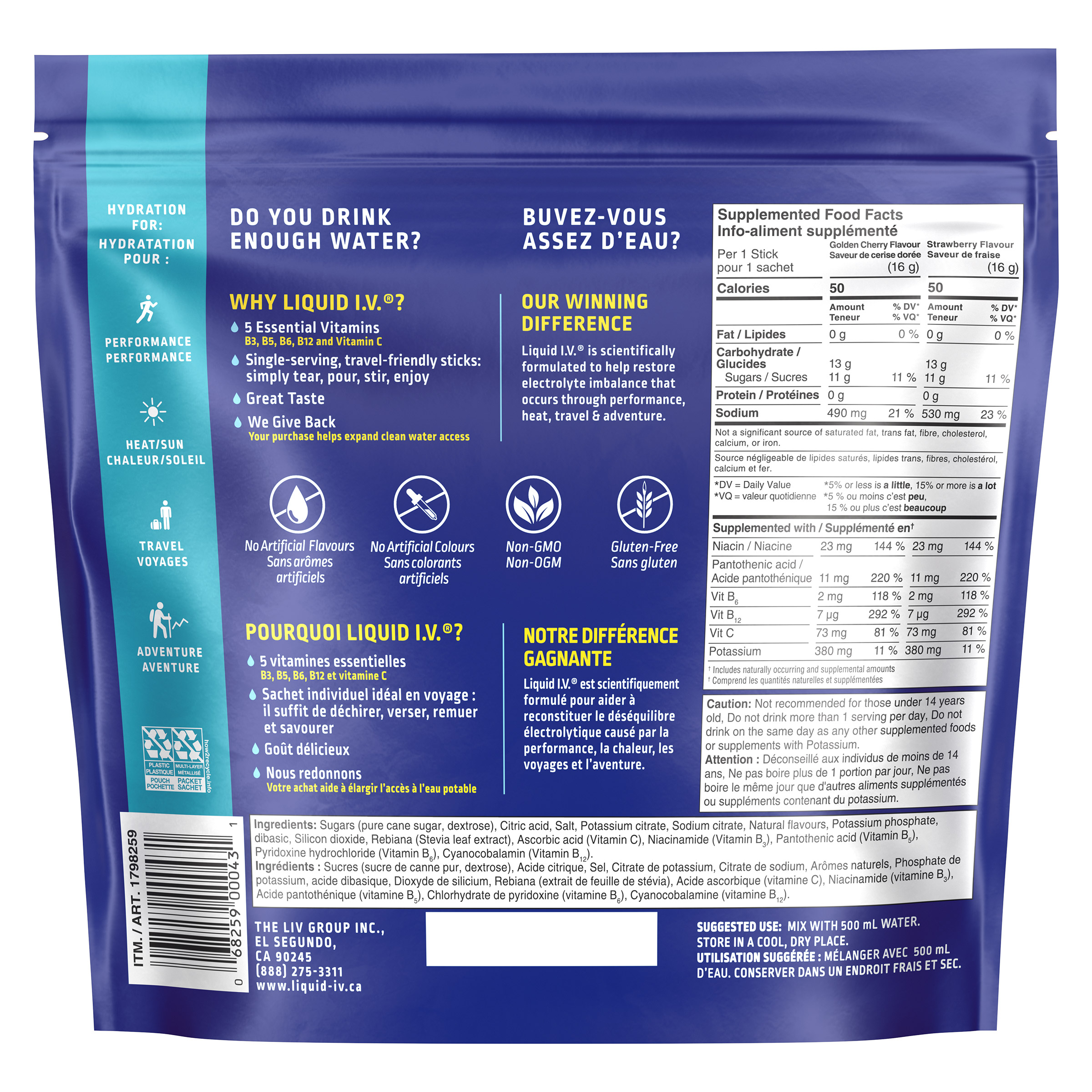 Liquid I.V. Mix Pack, 30 x 16 g | Costco