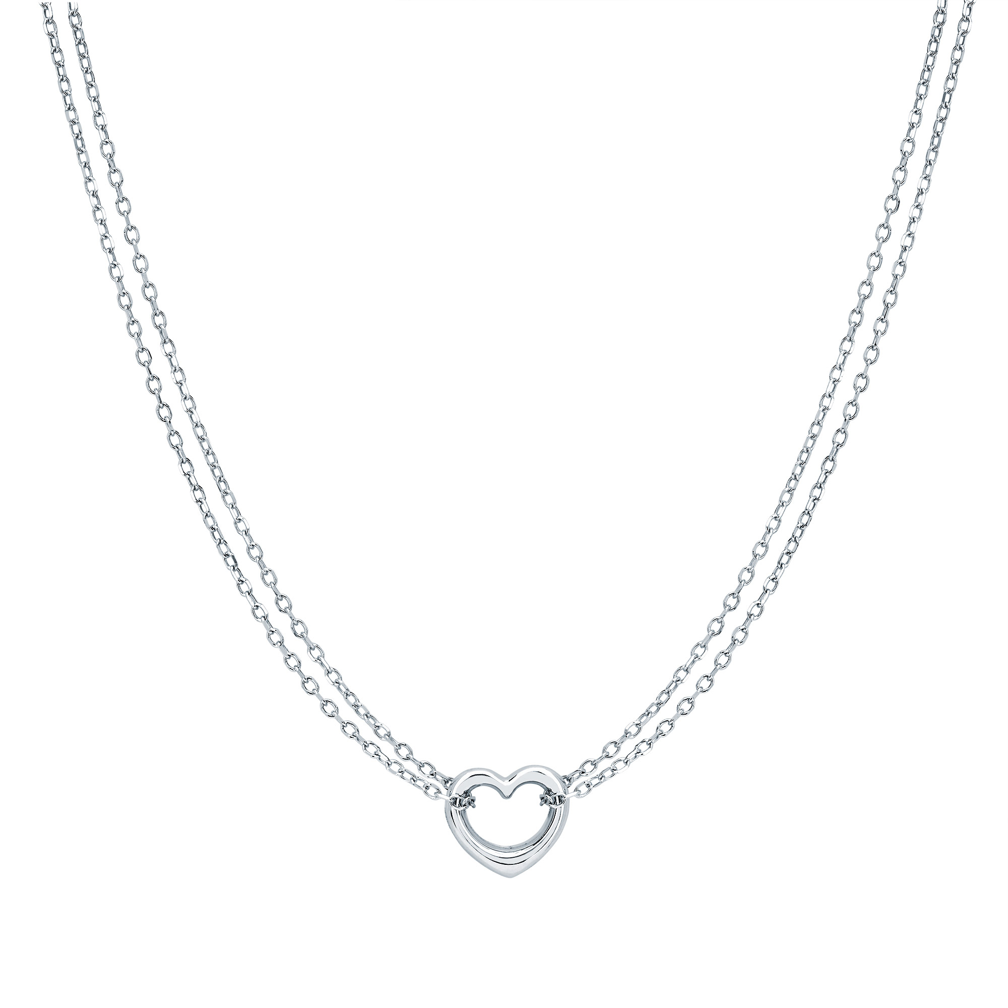 High Polish and Diamond Cut Heart Necklace in White Gold | Costco