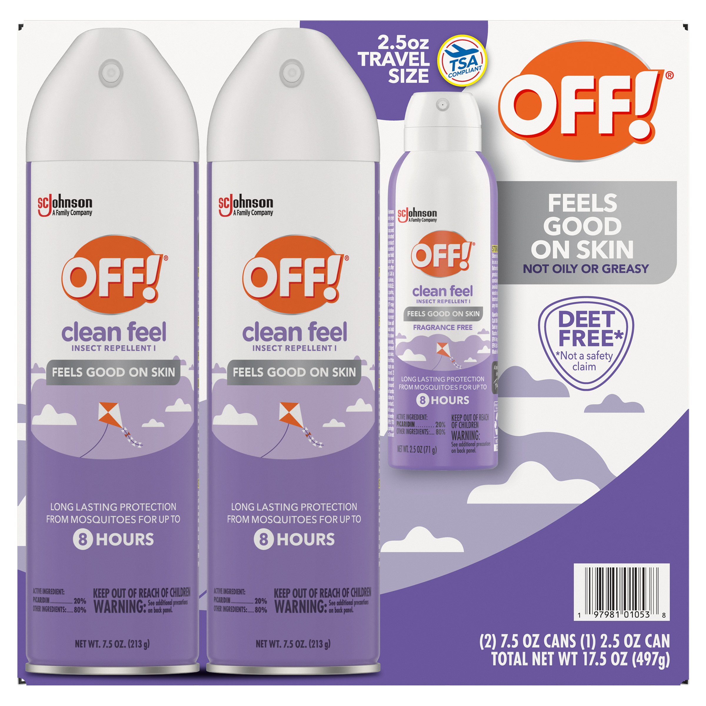 OFF! Clean Feel Mosquito Repellent Picaridin DEET-free Bug Spray Set ...