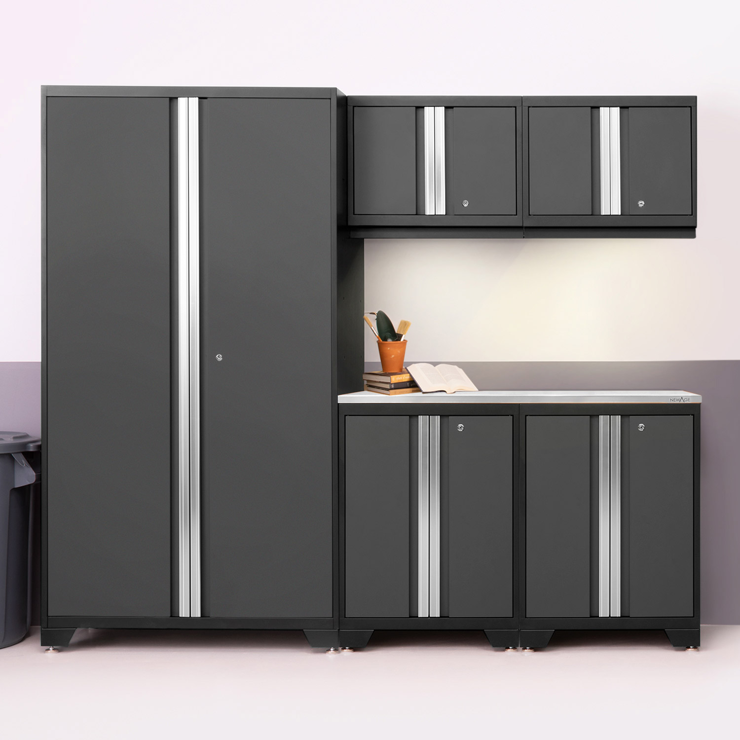 NewAge Products Bold Series 6-piece Cabinet Set with 48 in. RTA Locker ...