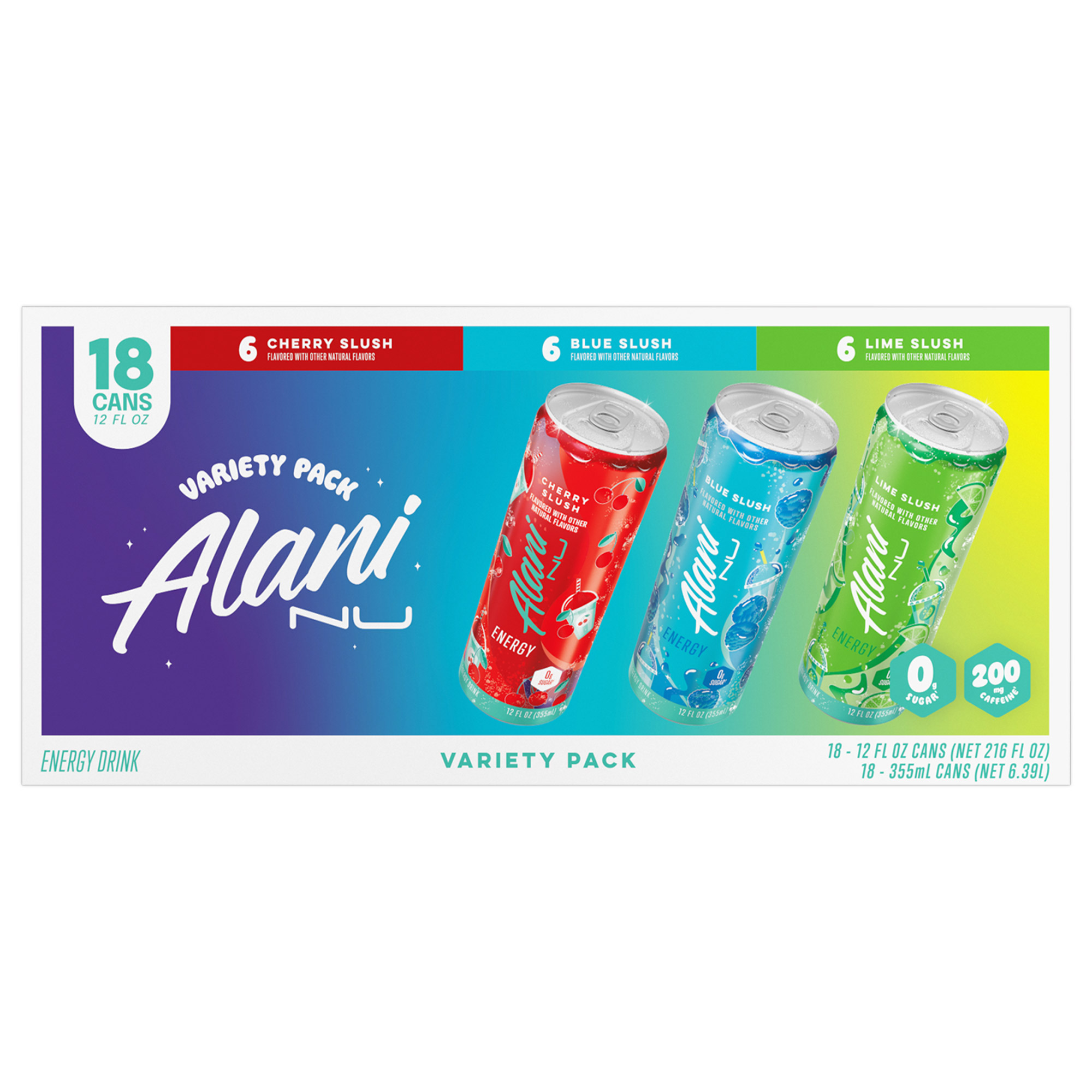 Alani Nu Energy Drink, Lime Slush Variety Pack, 12 fl oz, 18-count | Costco