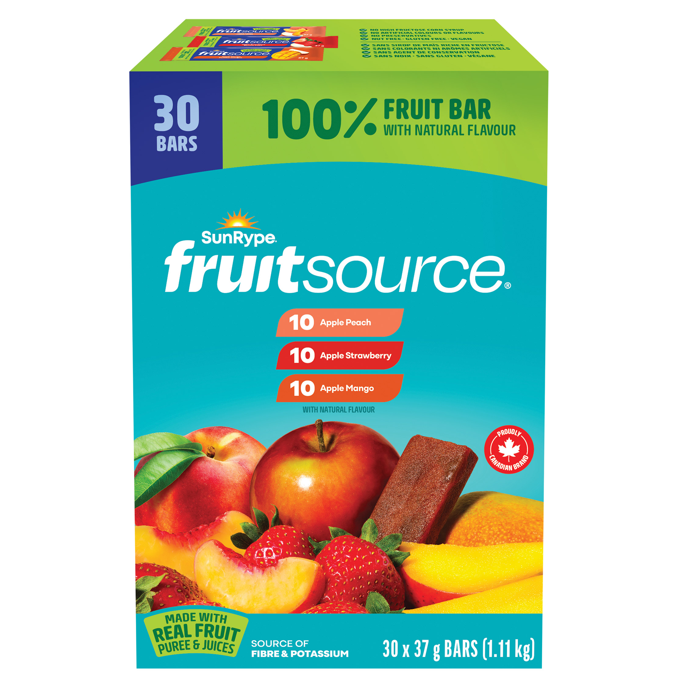 SunRype Fruit Source Fruit Bars Variety Pack, 30 × 37 g | Costco