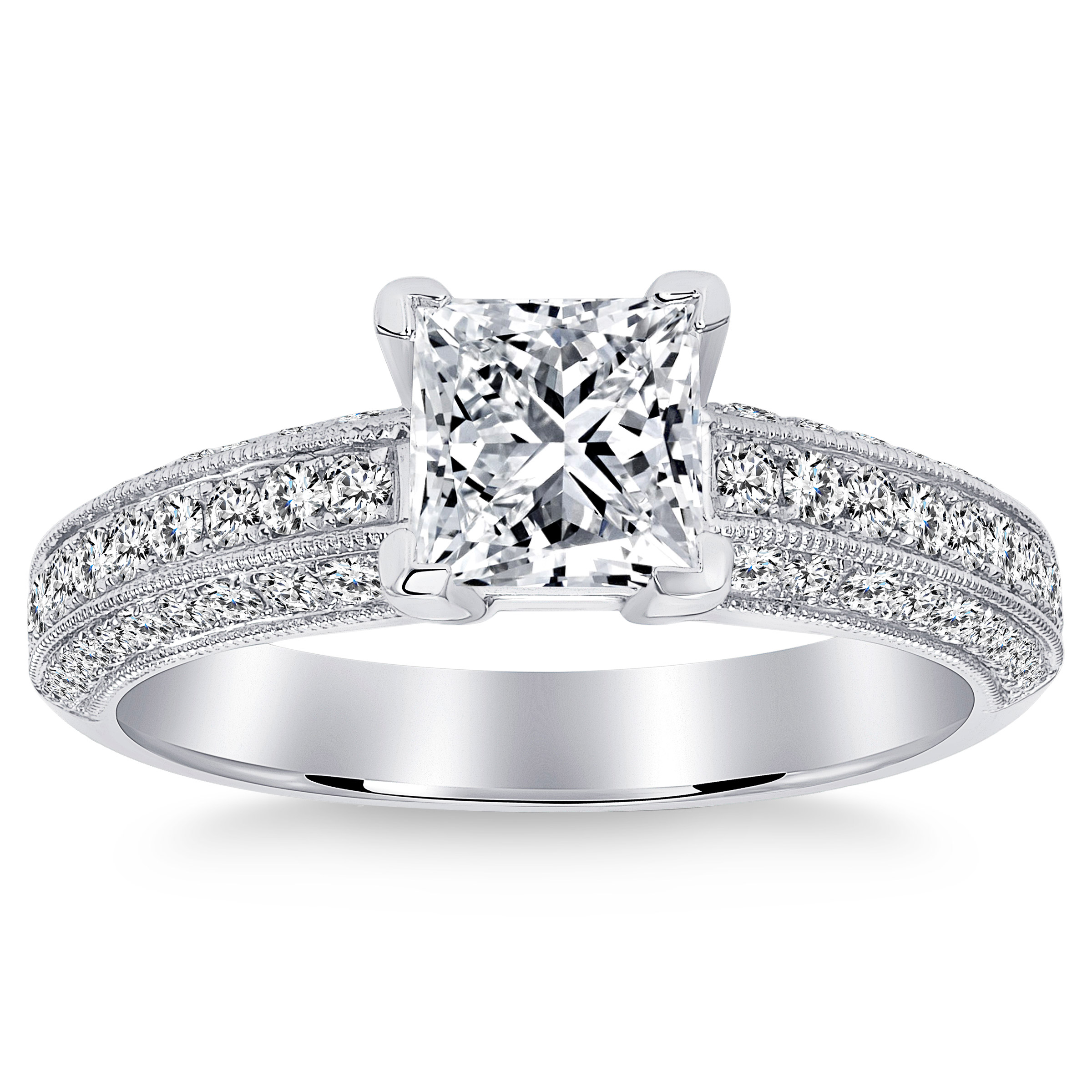 Princess Cut and Round Brilliant Diamond Wedding Ring (0.96ctw) | Costco