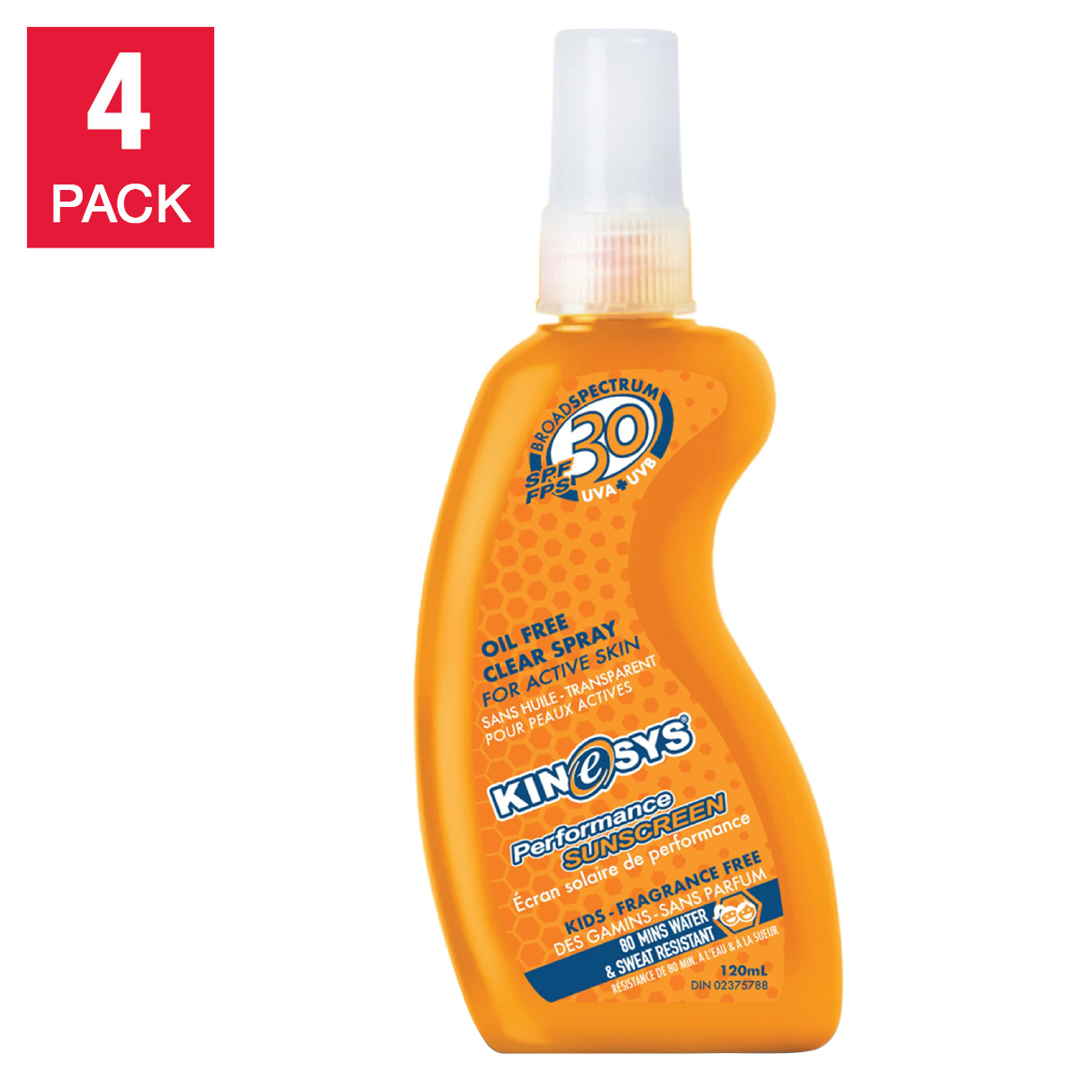KINeSYS Kids Sunscreen Spray SPF 30, 4 x 120 mL | Costco