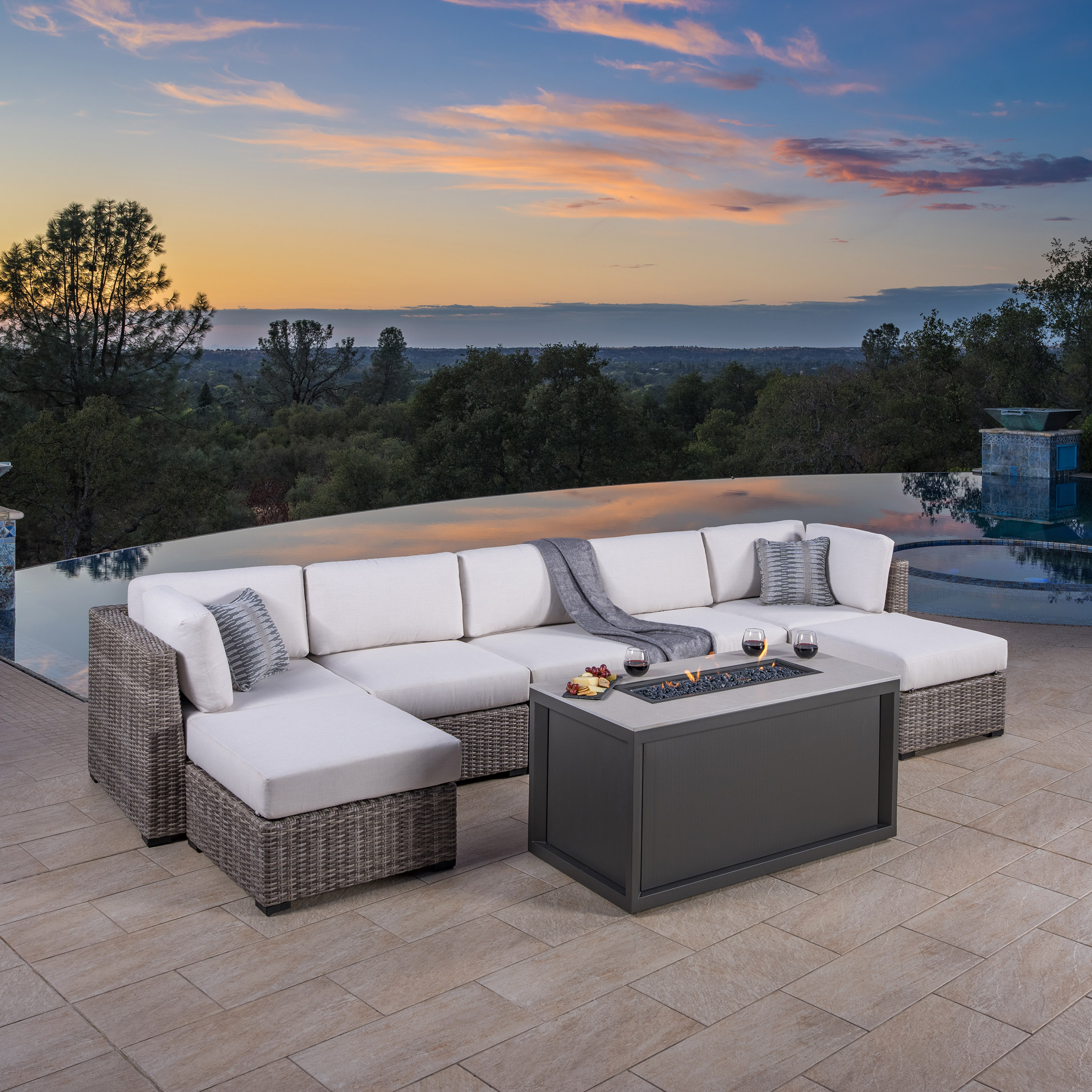SunVilla Hudson 8-piece Fire Outdoor Patio Sectional Seating Set | Costco