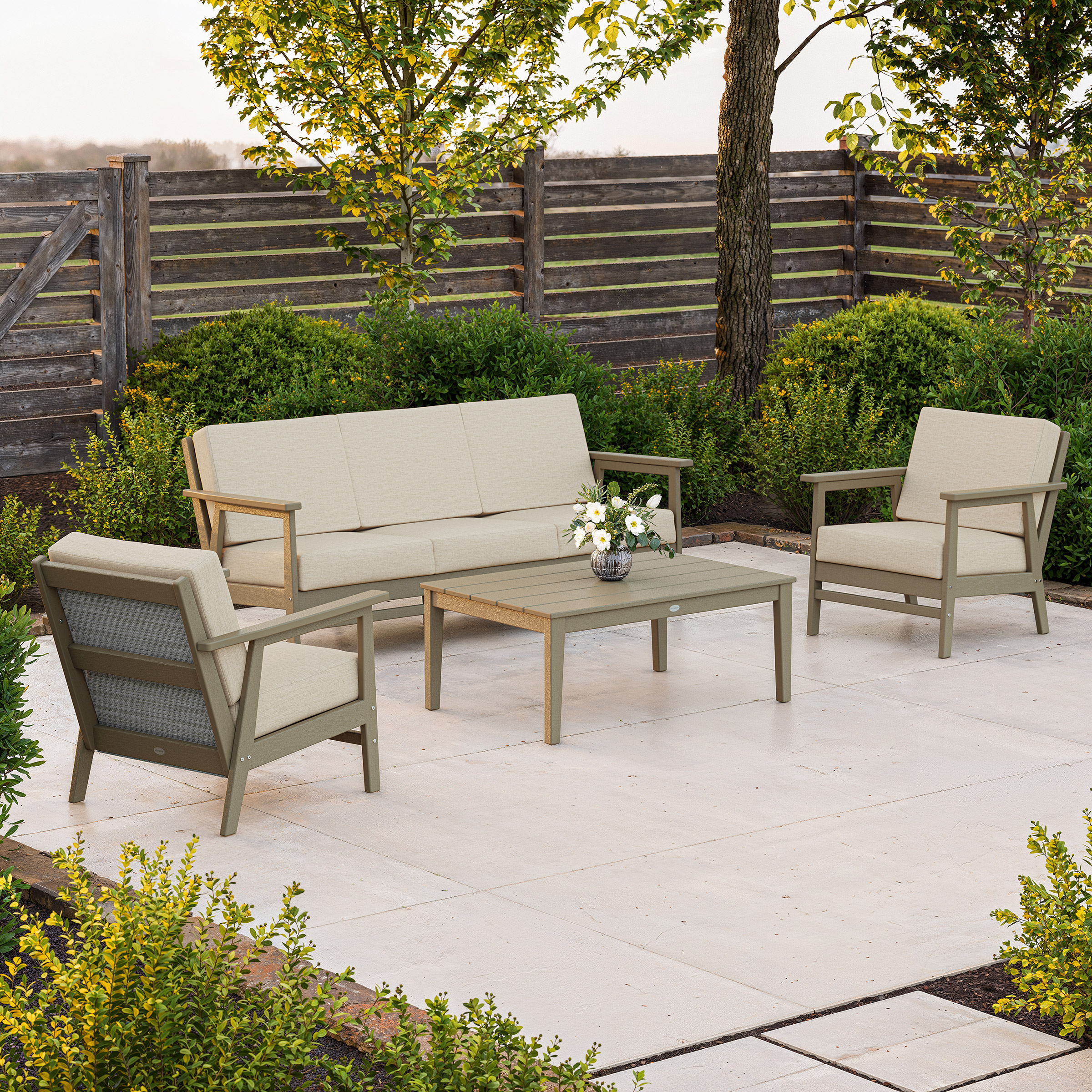 POLYWOOD Camden 4-piece Sling Outdoor Patio Deep Seating Set | Costco