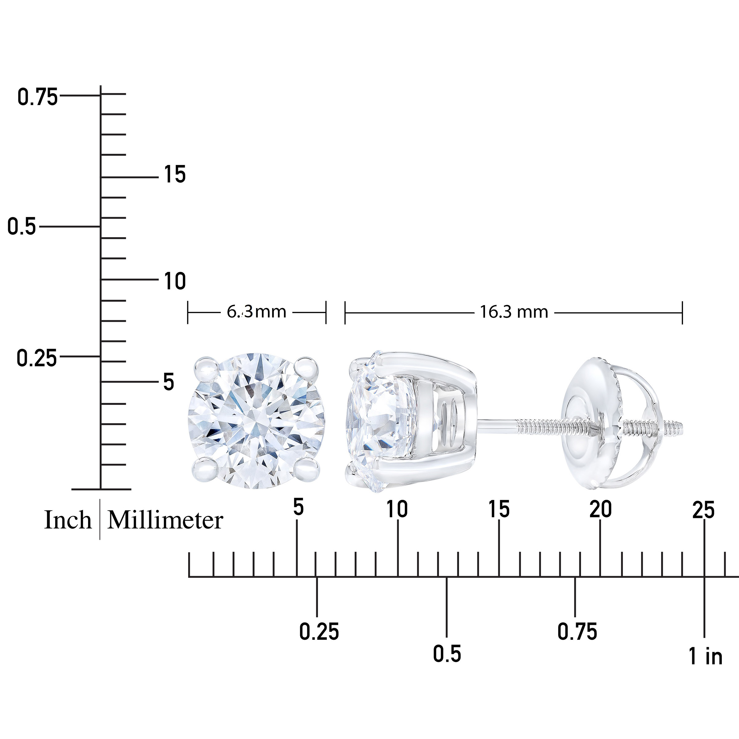 Round Brilliant 2.07 ctw VVS2 Clarity, G Color Diamond Platinum Stud ...