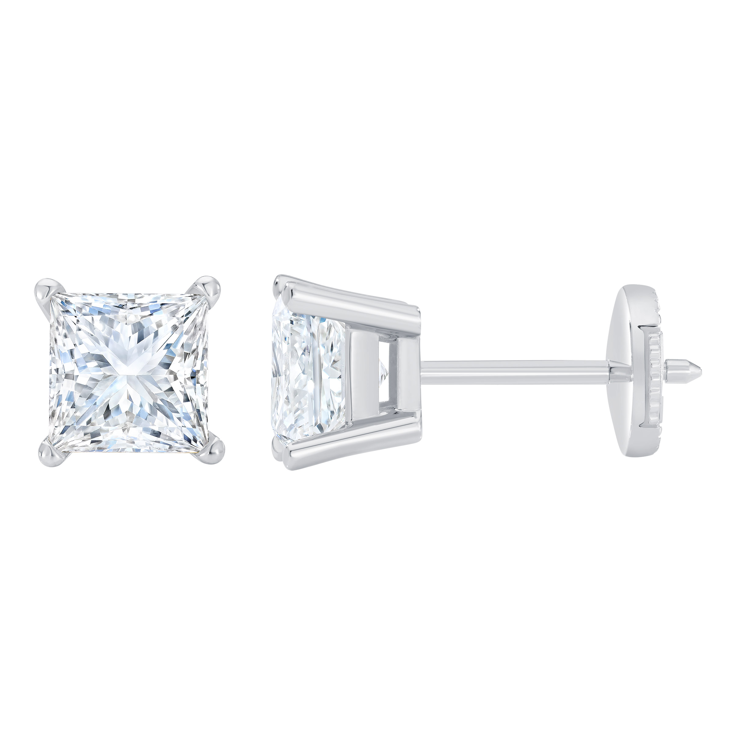 Princess Cut 2.00 ctw VS2 Clarity, I Color Diamond 14kt Gold Stud ...