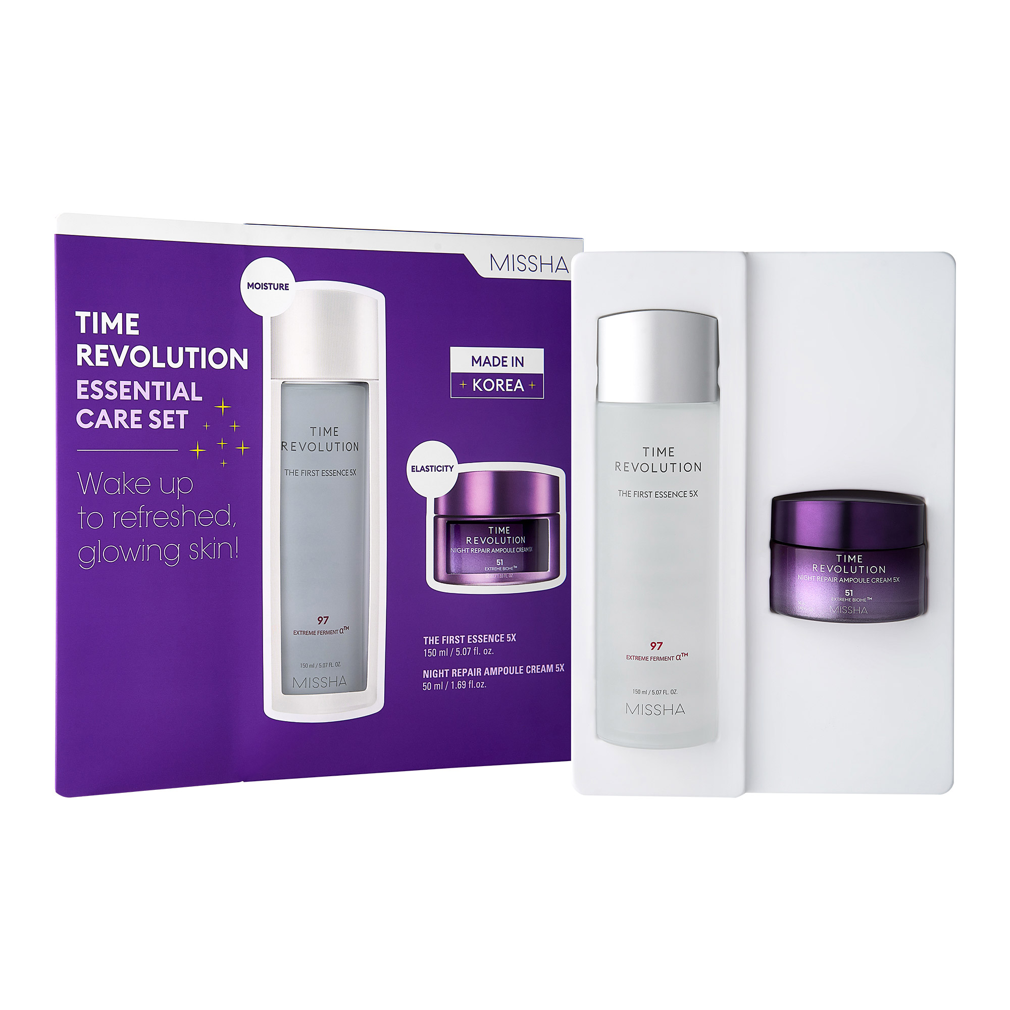 Missha First Essence Toner 5.07 fl oz and Night Repair Ampoule Cream 1. ...