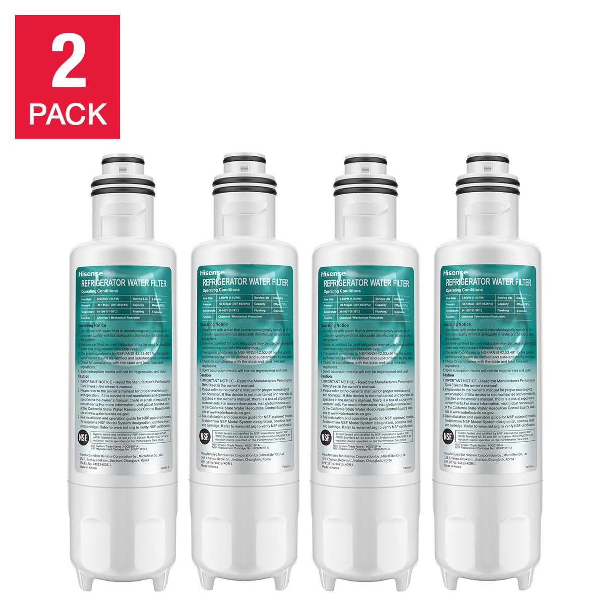 Hisense HX2019F-A Gen 2 Water Filter, 4-pack | Costco