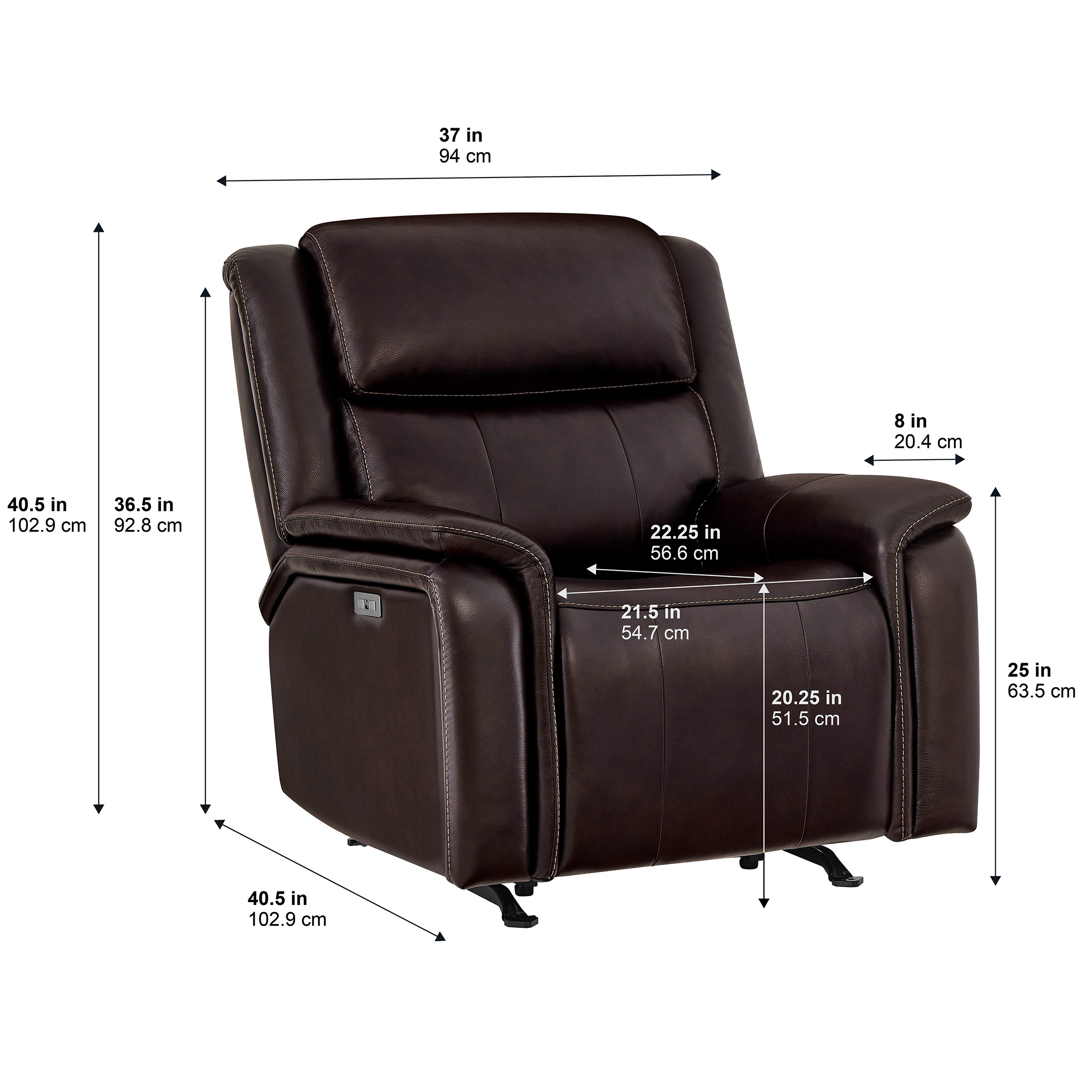 Barcalounger Bryson Leather Power Rocker Recliner with Power Adjustable ...