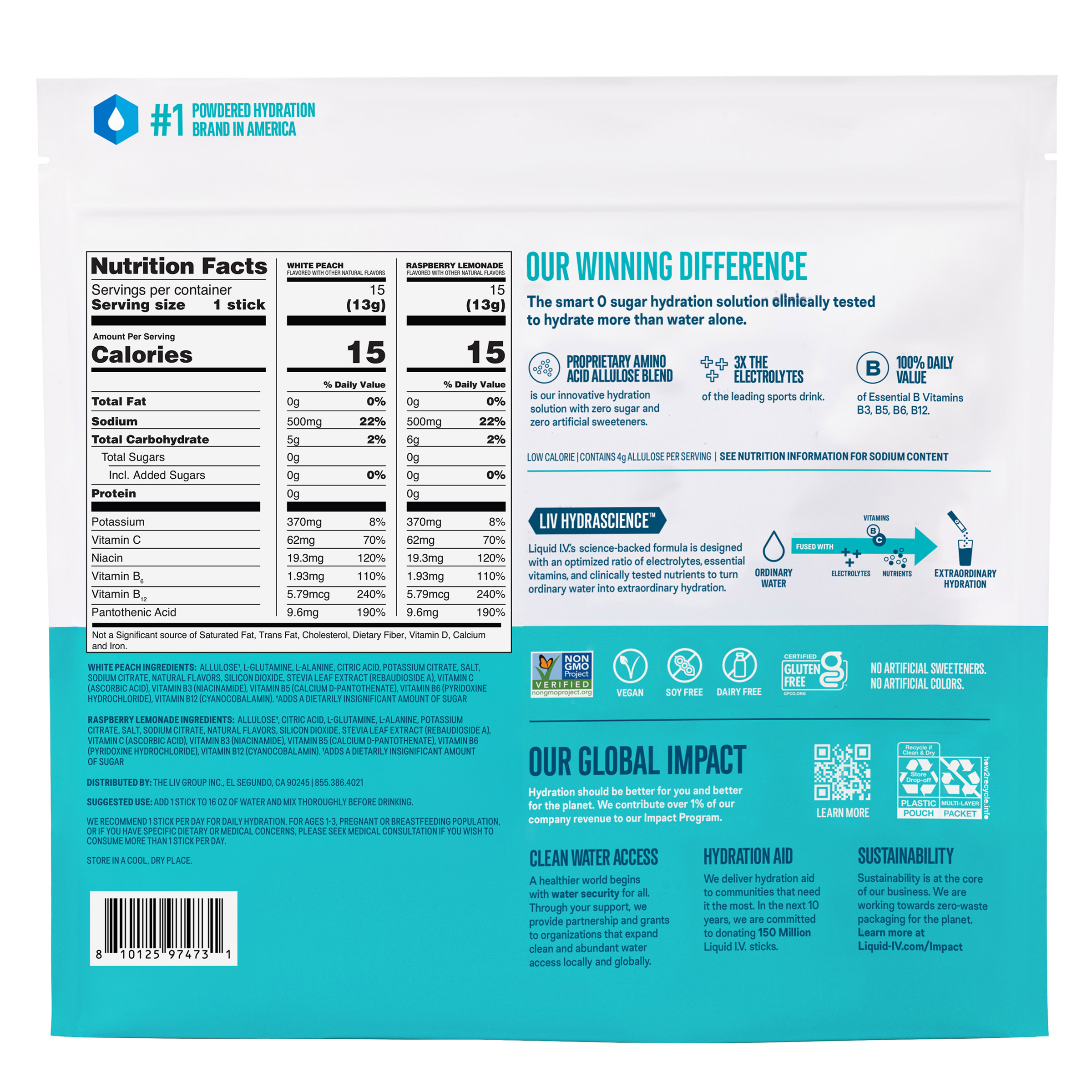 Liquid I.V. Hydration Multiplier, 30 Individual Serving Stick Packs in ...