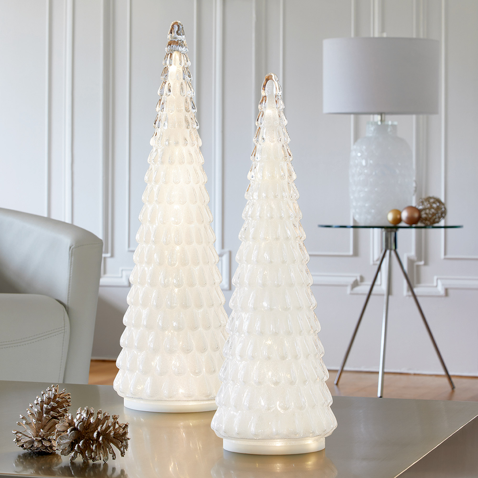 LED Glass Christmas Trees, Set of 2 | Costco