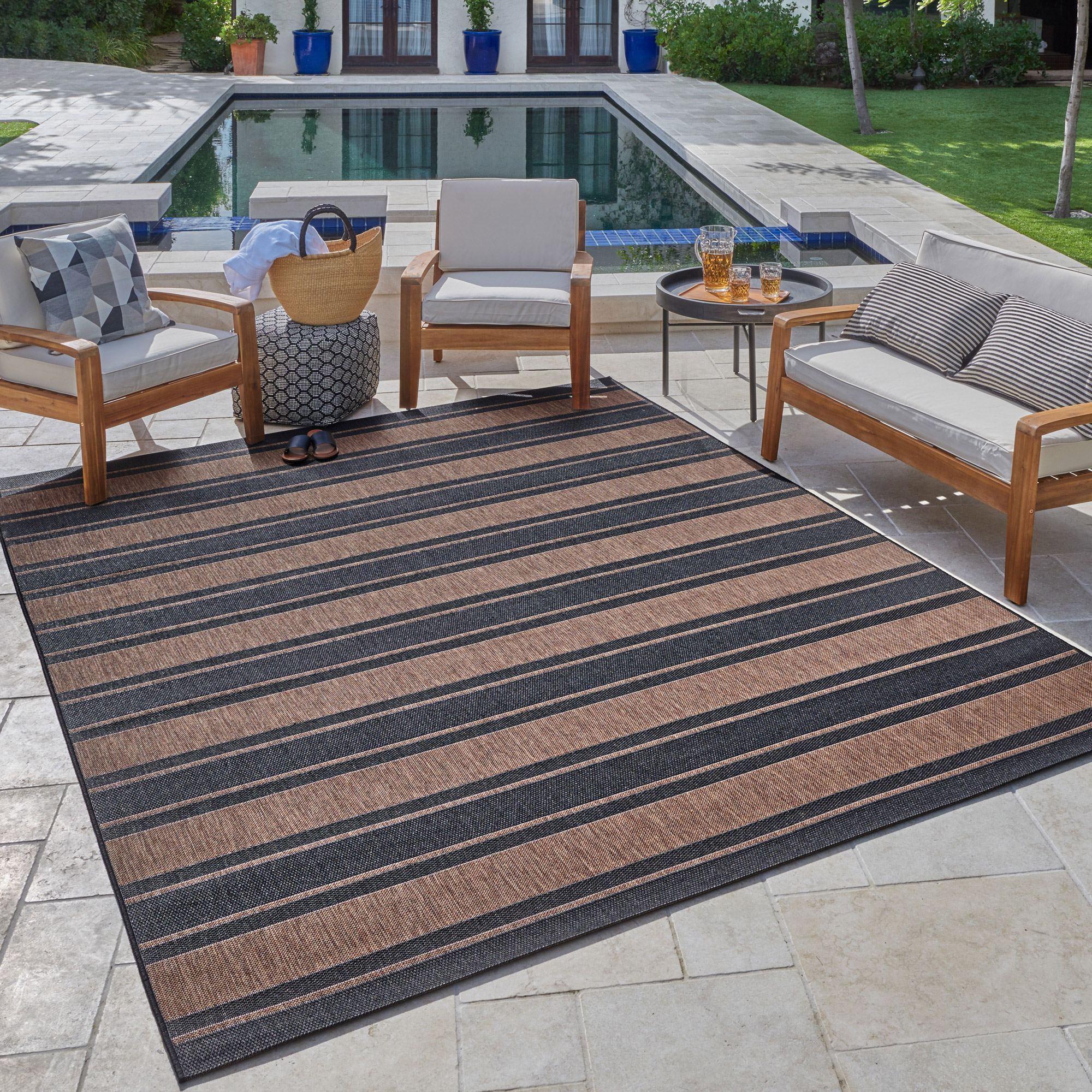 Naples Indoor/Outdoor Rug Collection, Zuma Striped | Costco