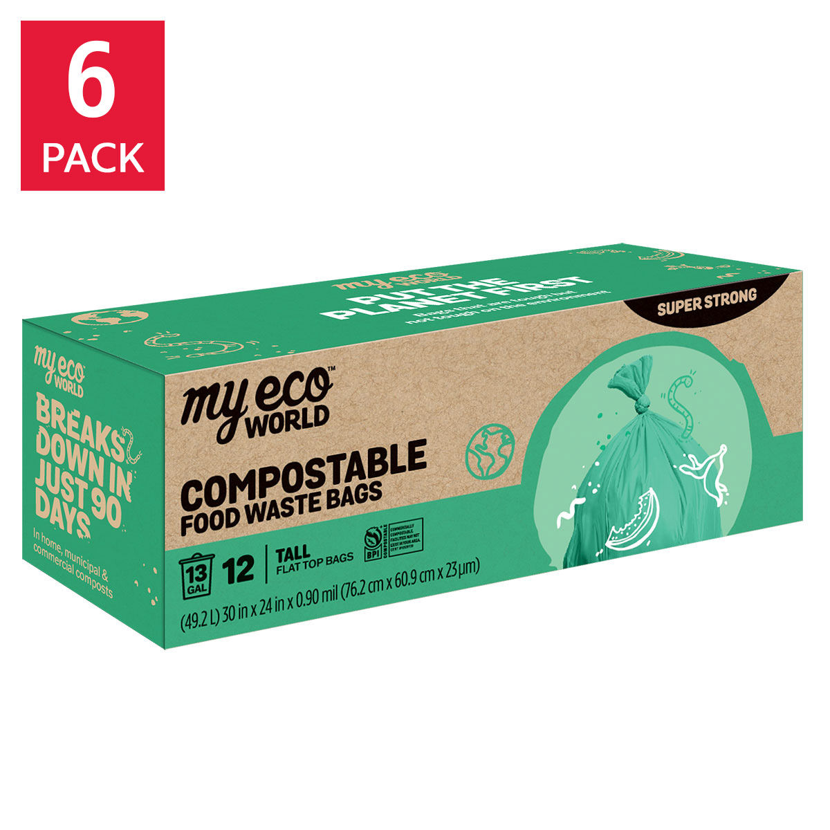 MyEcoWorld 13-gallon Compostable Food Waste Bag, 72-count | Costco