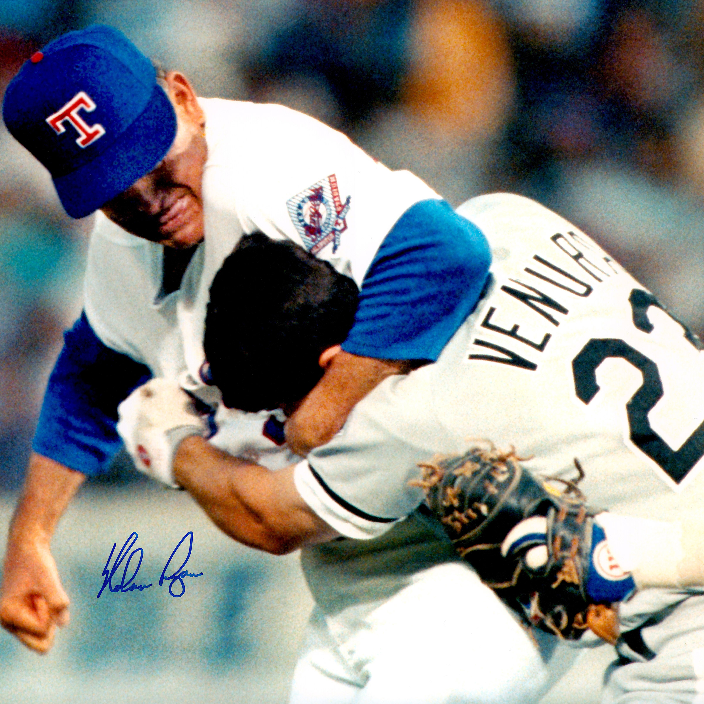 Nolan Ryan Autographed Framed Photo Texas Rangers Fight vs. Robin ...