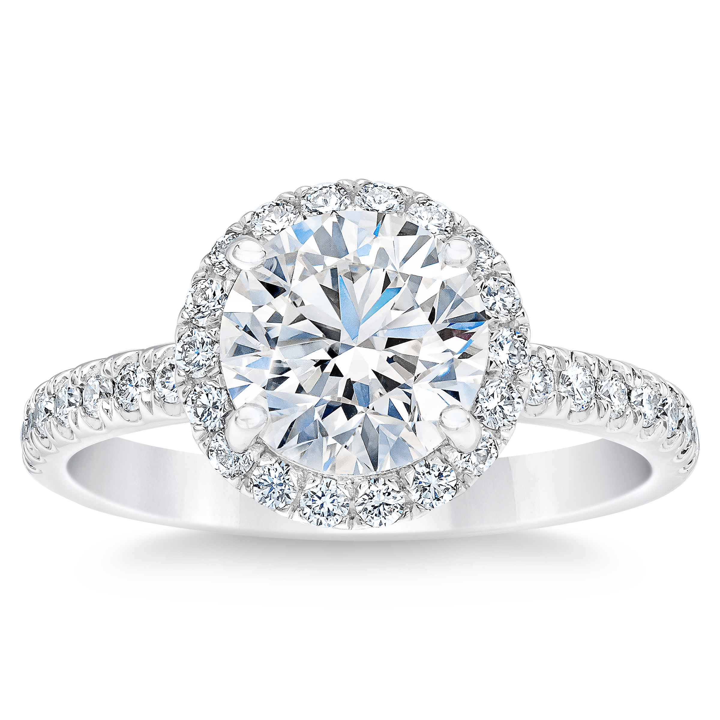 Round Brilliant 2.58 ctw VVS1 Clarity, H Color Diamond Platinum Halo ...