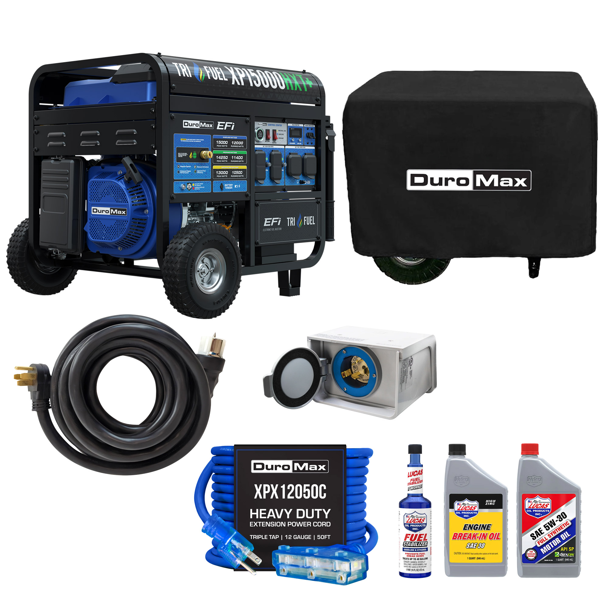 DuroMax 15,000 Watt Tri Fuel EFI Generator with Home Power Backup ...