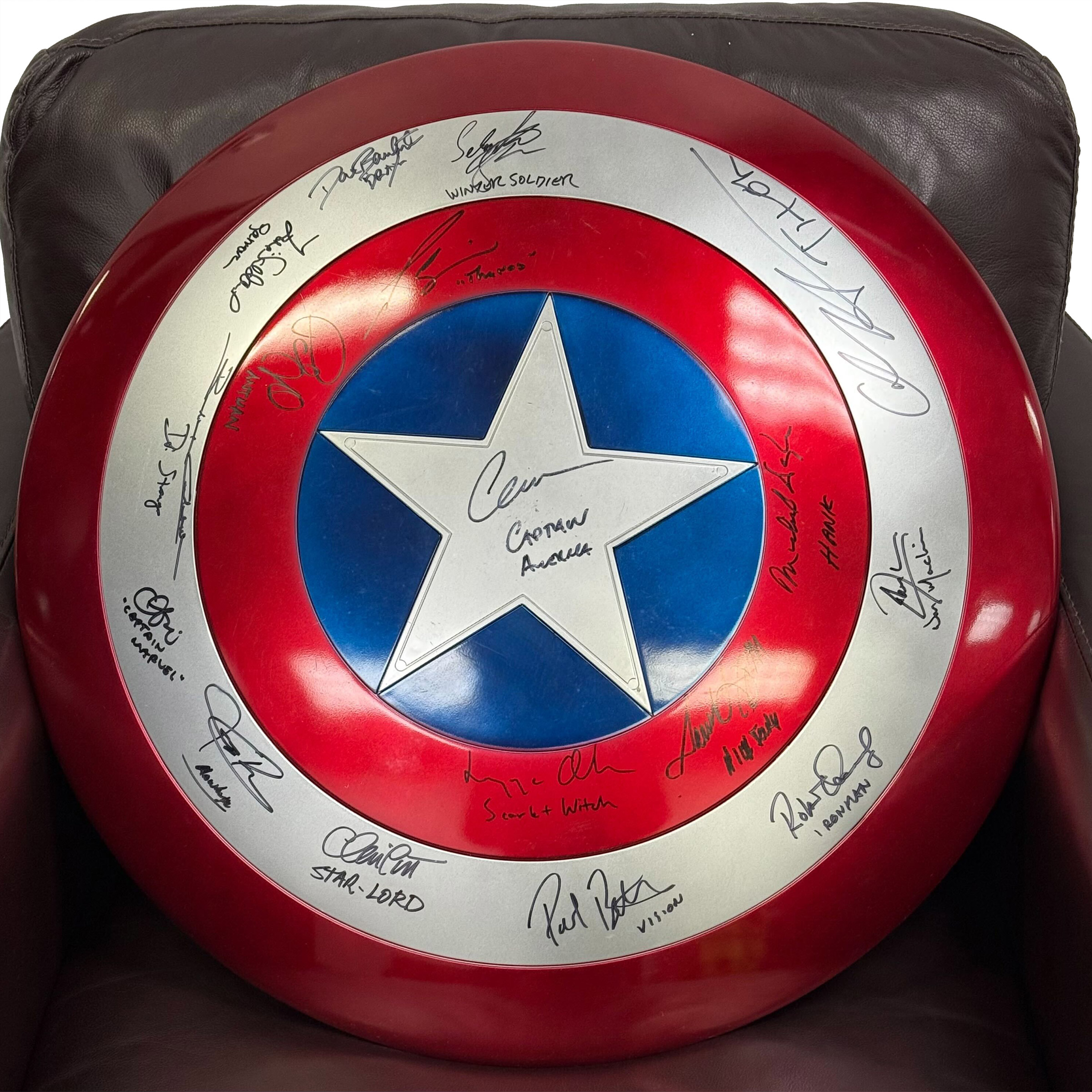 The Avengers Cast Autographed Captain America Shield - Signed and ...