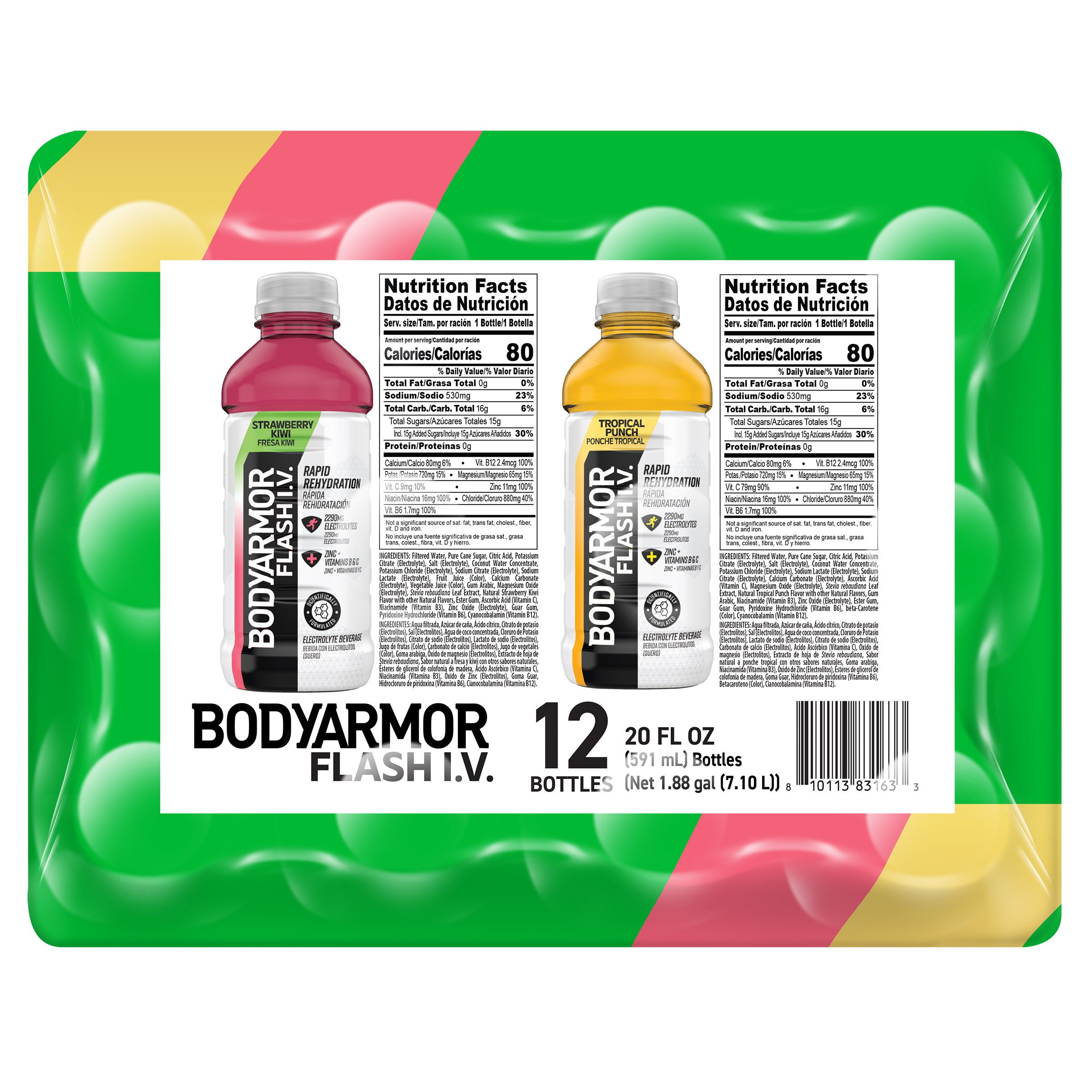 BODYARMOR Flash I.V. Electrolyte Beverage, Variety Pack, 20 fl oz, 12 ...