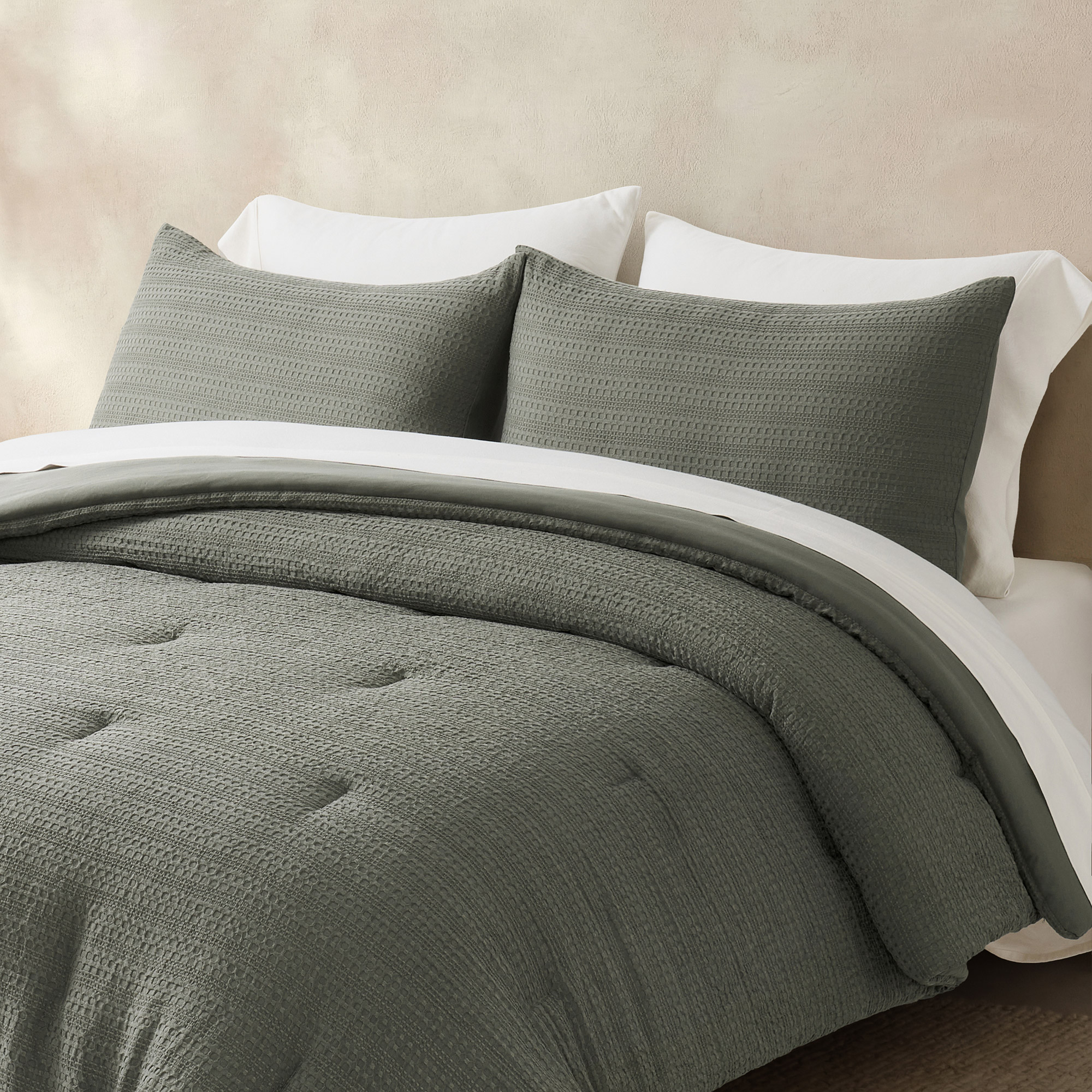 EVERGRACE 3-piece Microfiber Waffle Comforter Set | Costco