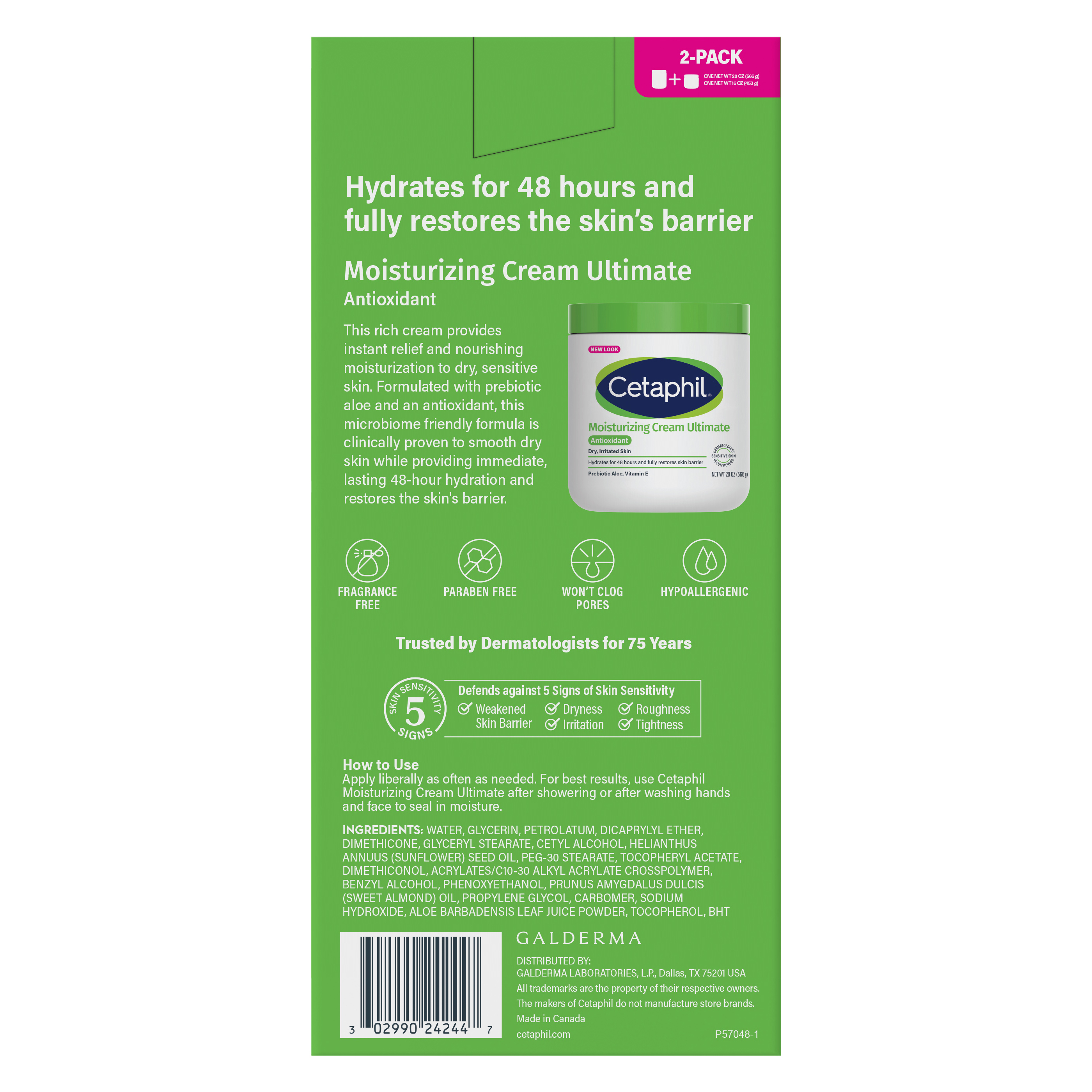 Cetaphil Moisturizing Cream Ultimate with Prebiotic Aloe, Very Dry to ...