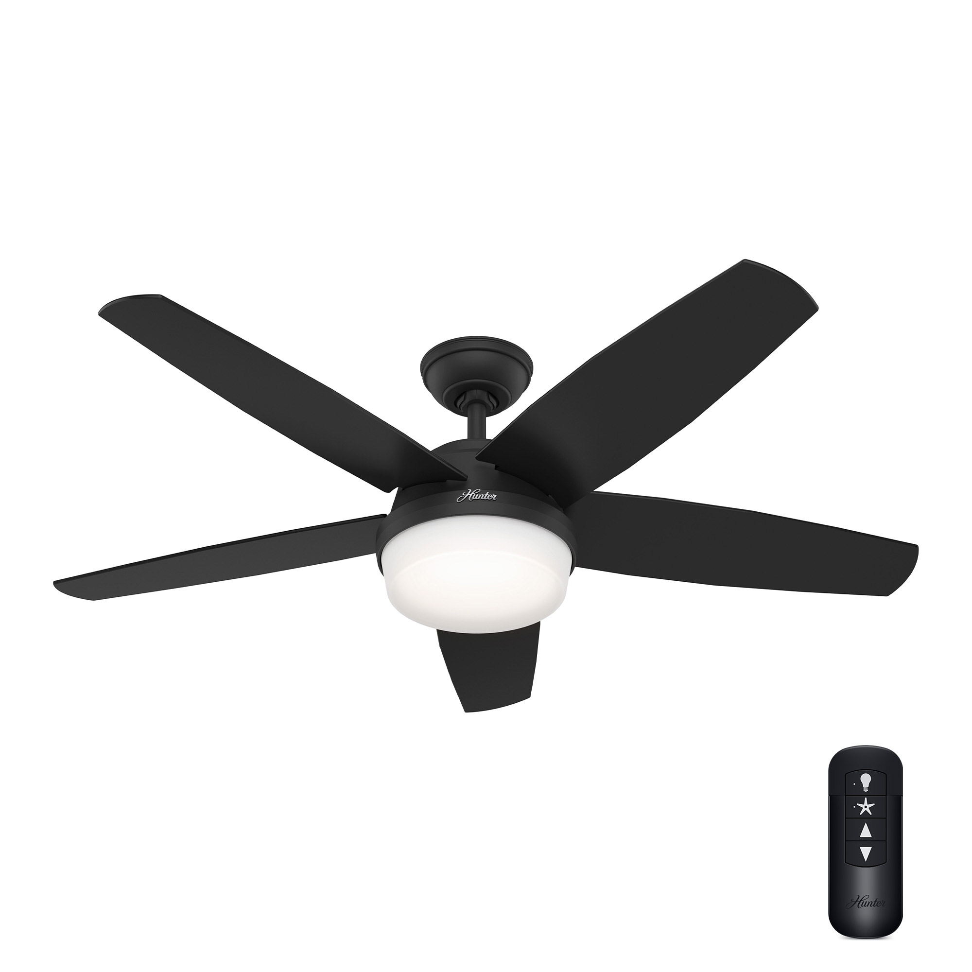Hunter Fan Avia II 52" Flat Matte Black Ceiling Fan with Remote | Costco