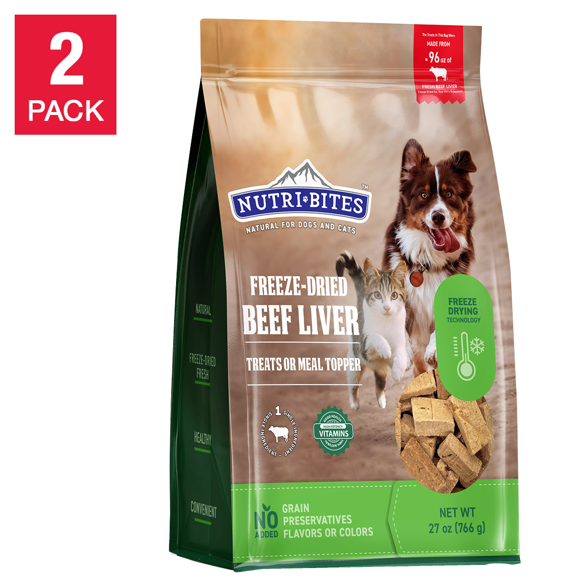 Canature NutriBites Freeze Dried Beef Liver, Dog and Cat Treat 27oz, 2 ...