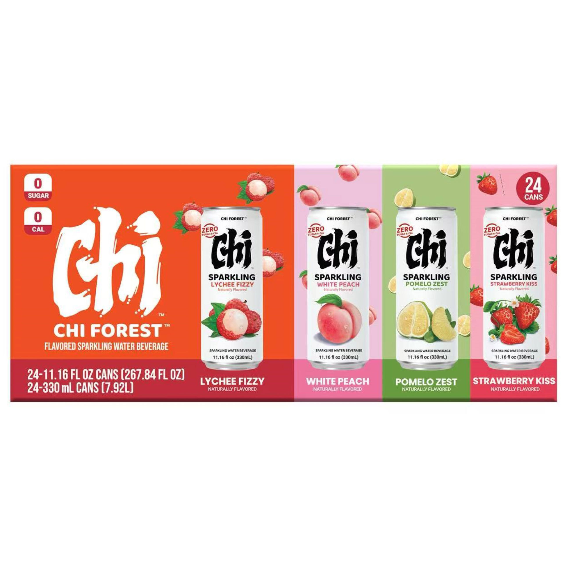 Chi Forest Sparkling Water, Variety Pack, 11.16 fl oz, 24 ct | Costco