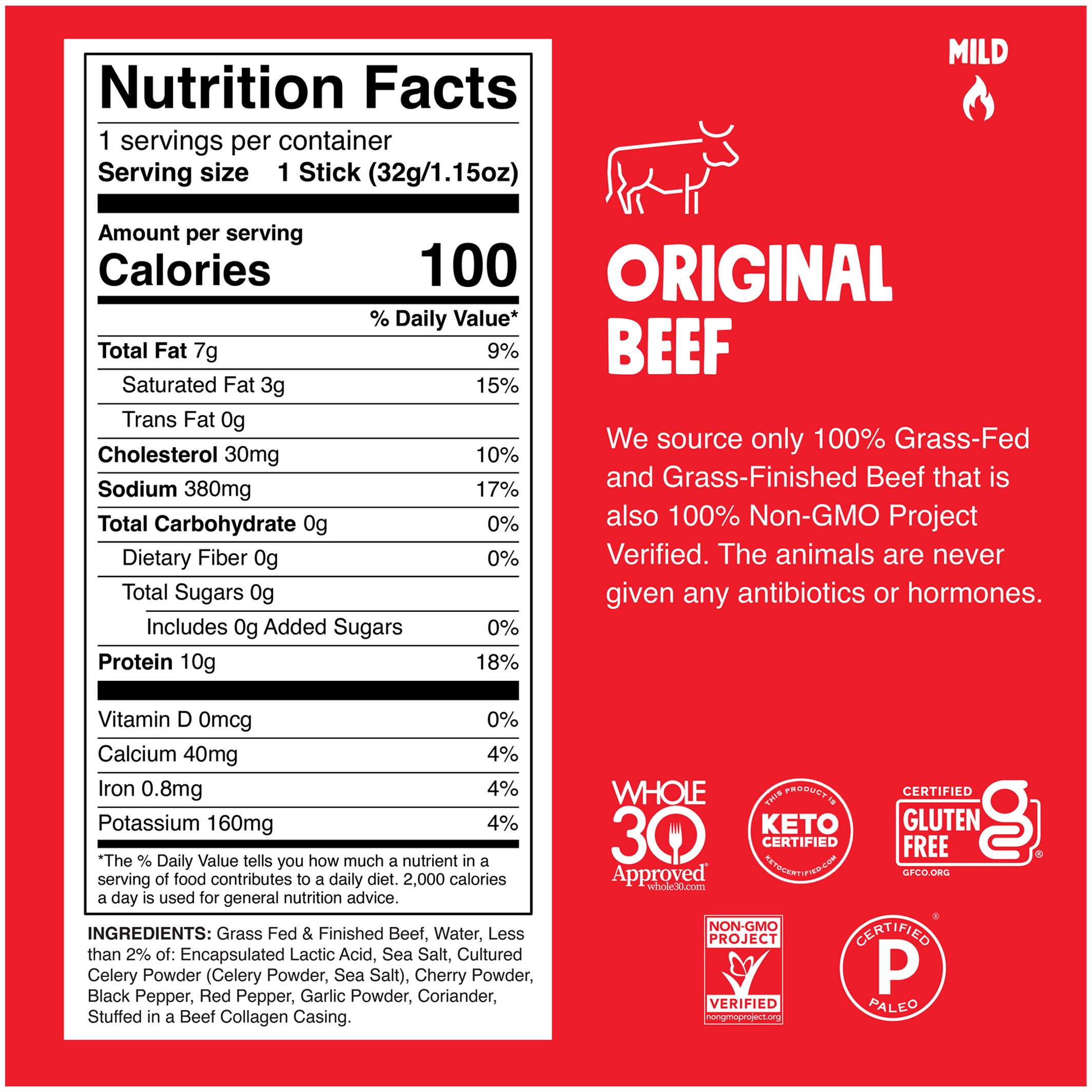Chomps Original Beef Sticks, Mild, 1.15 oz, 12 ct | Costco