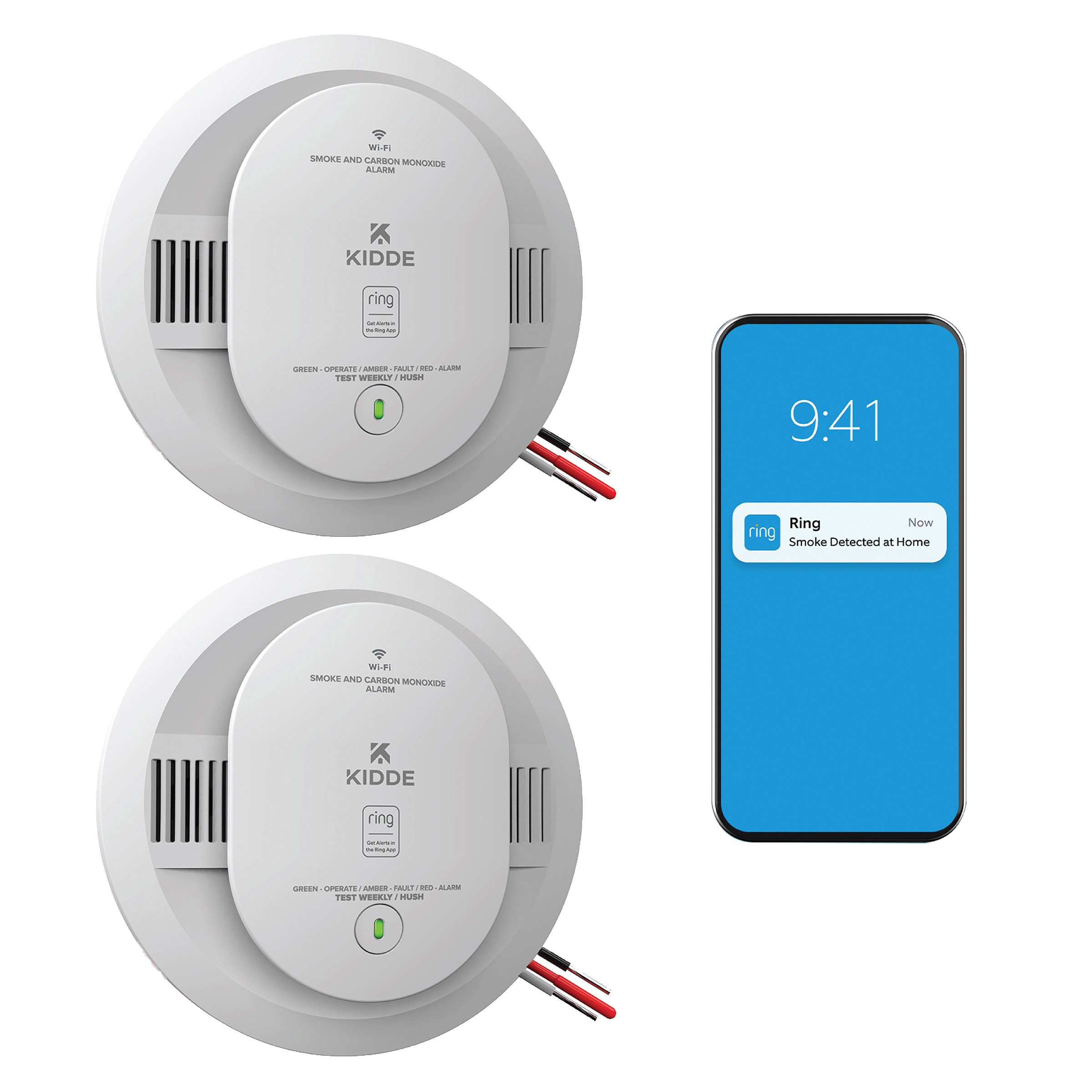 Kidde Smart Smoke and Carbon Monoxide Detector, Ring App Enabled ...