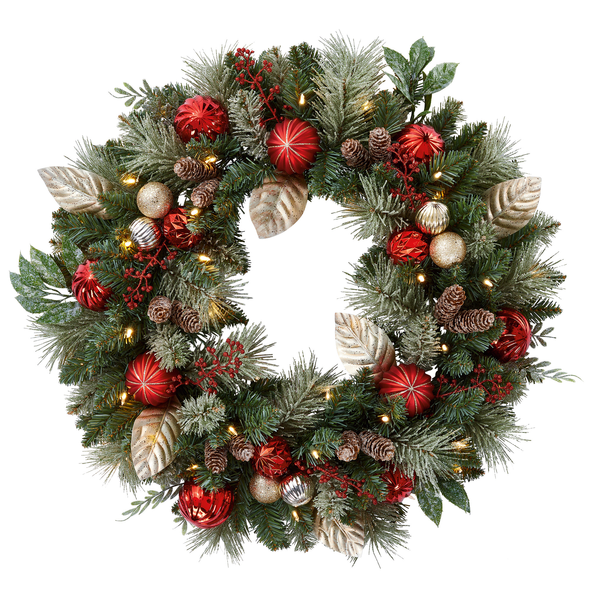 76.2 cm (30 in.) Pre-Lit Wreath with 50 Battery Operated LED Lights ...