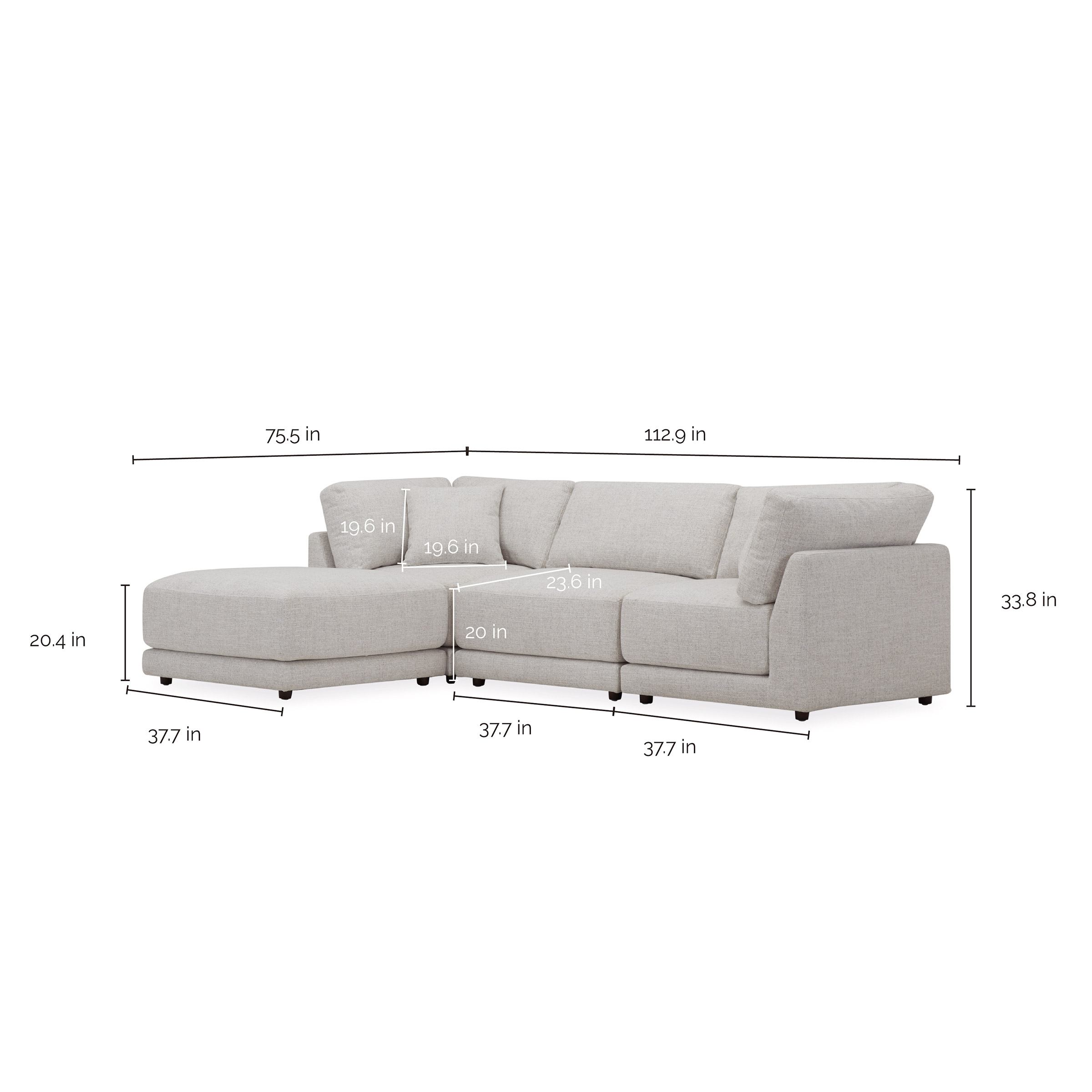Aiden & Ivy Dayna 4-piece Modular Fabric Sofa with Ottoman | Costco