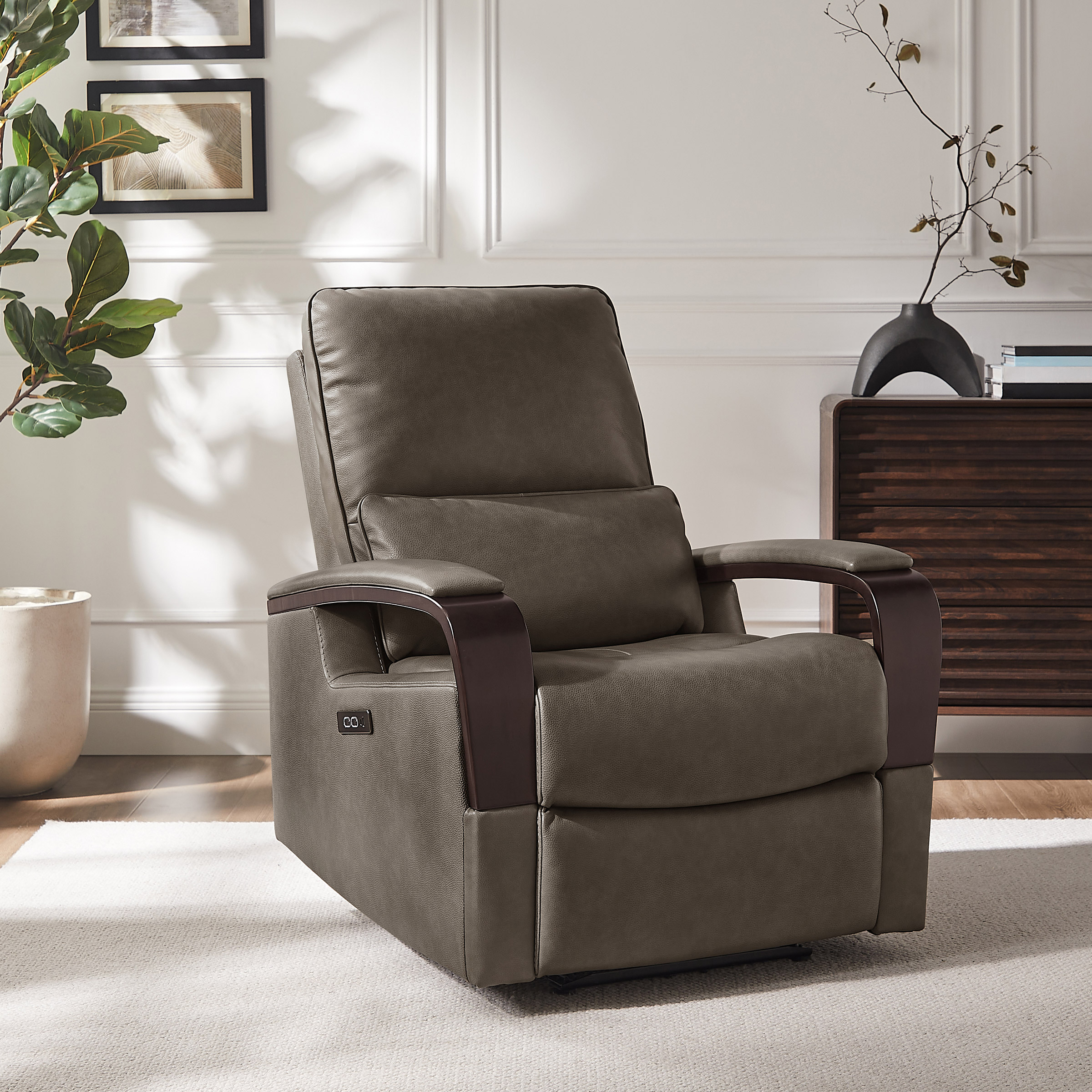 Shayne Leather Power Recliner with Power Headrest | Costco